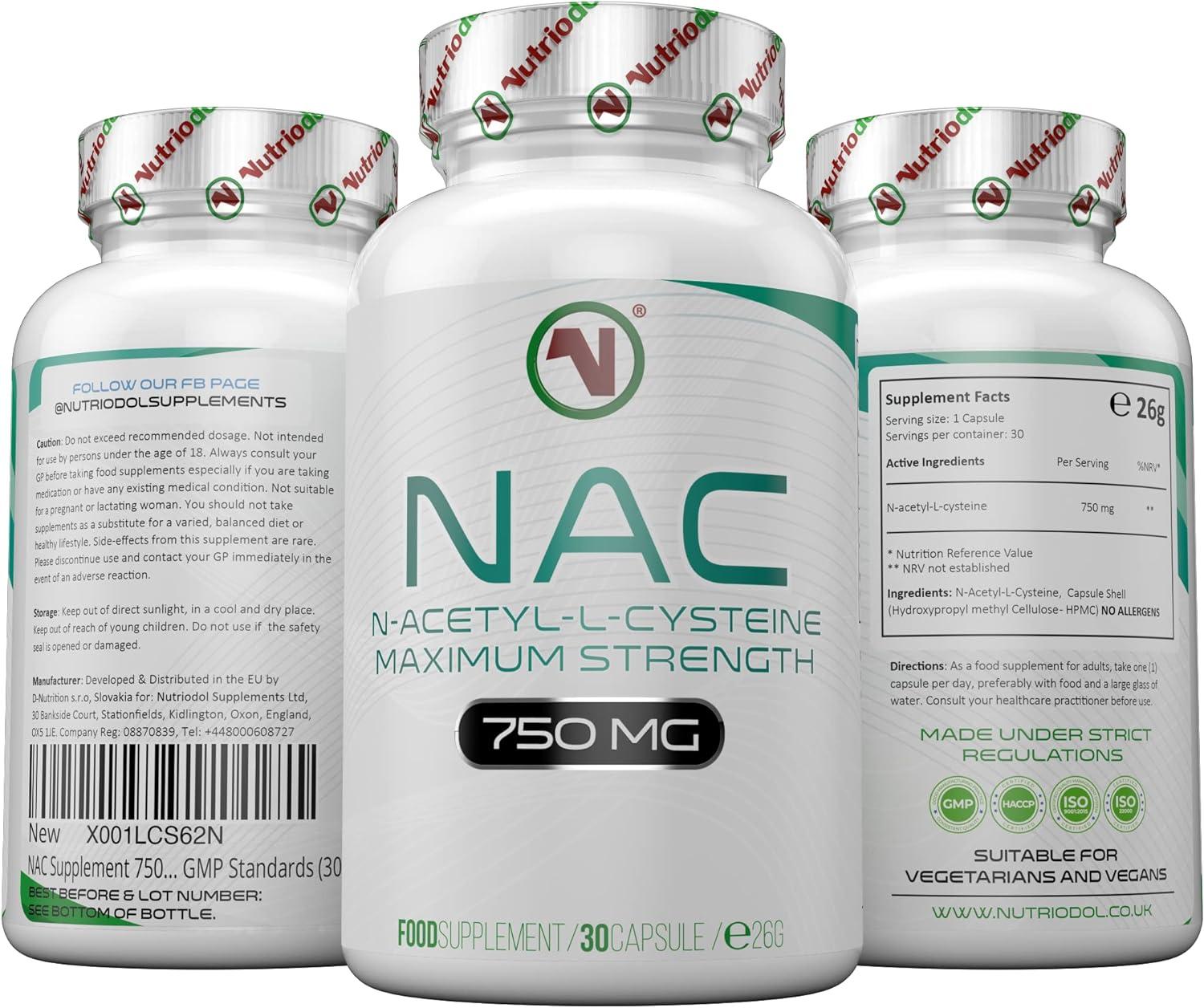 NAC Supplement 750mg Vegan capsules - High Bioavailability Amino Acid ...