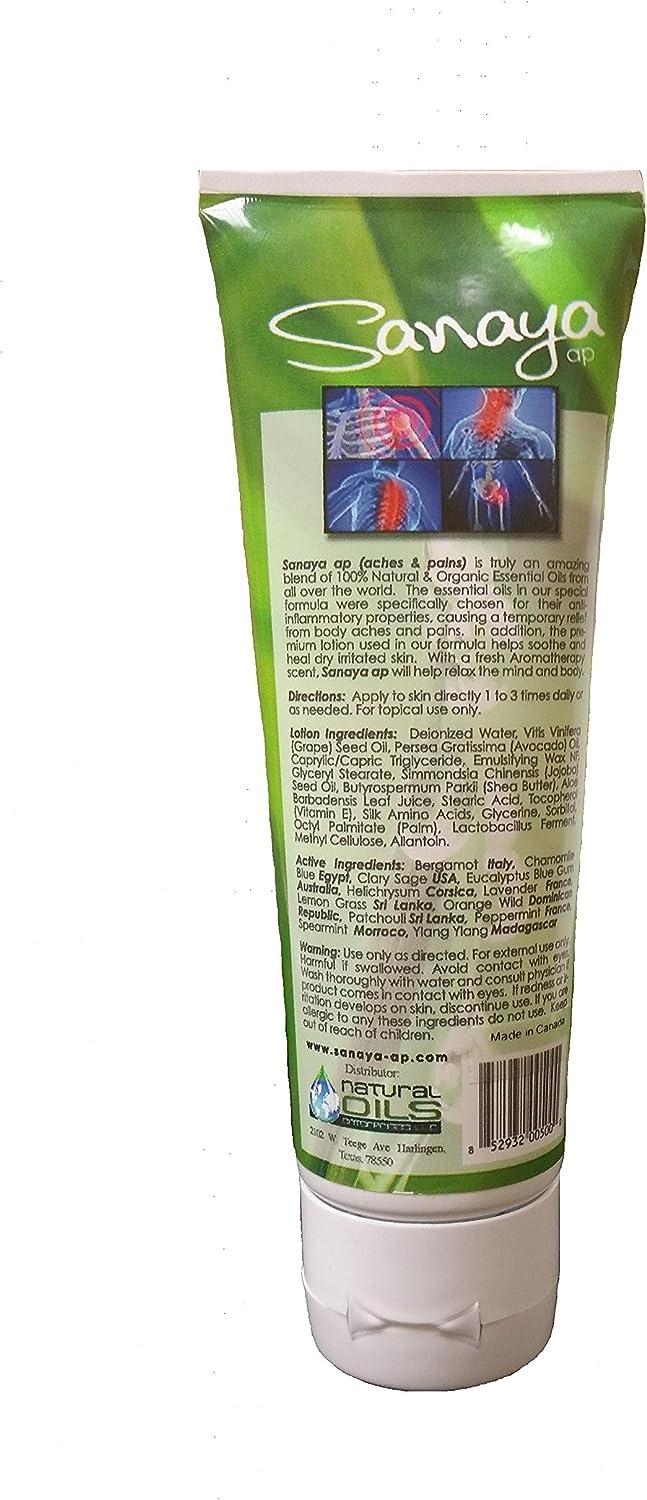 Sanaya Organic Pain Relief Lotion 4 Oz - Doctor Recommended for Muscle ...