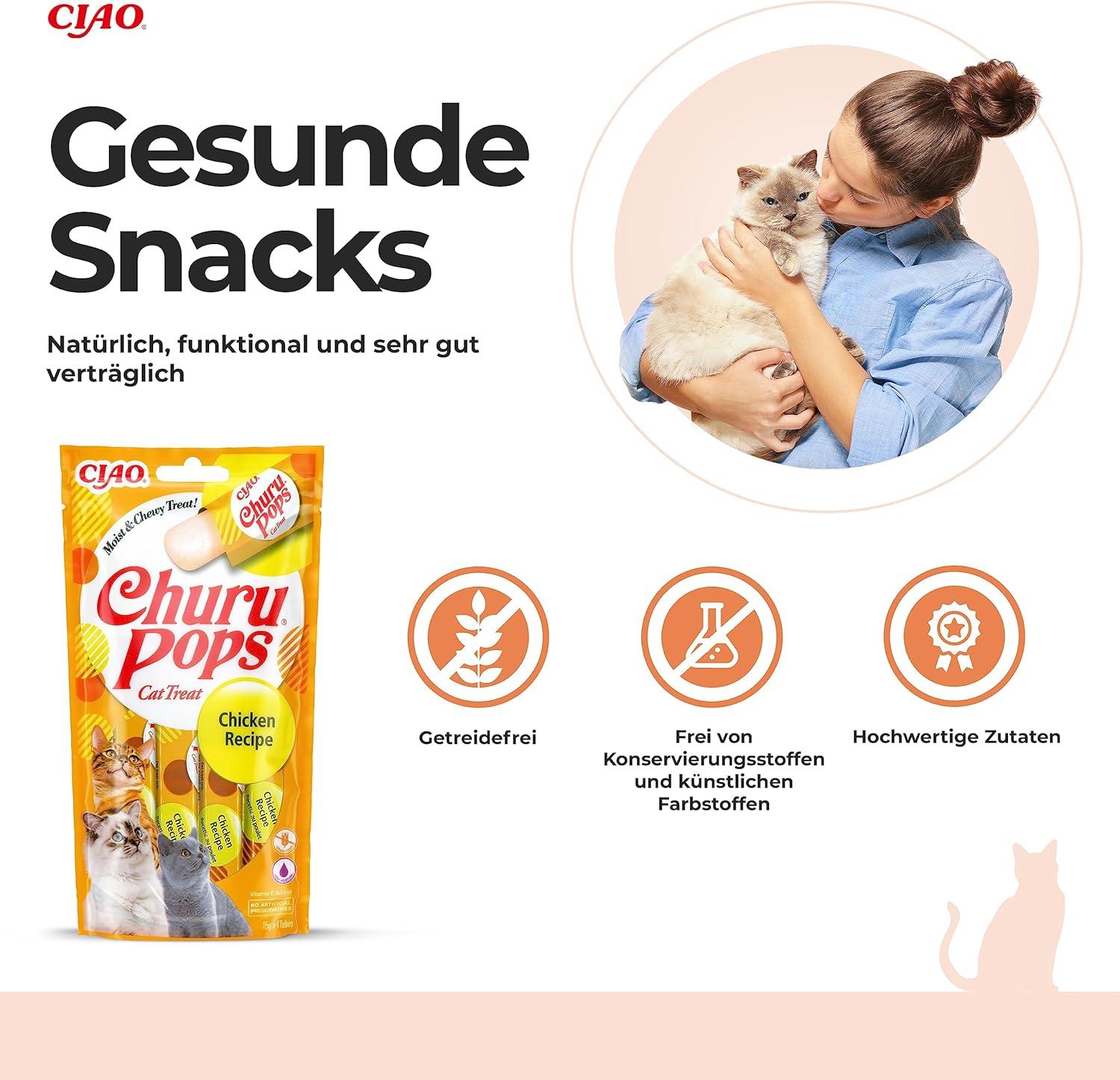 Inaba Churu Pops - Delicious Handheld Cat Treats with Chicken | 60g ...