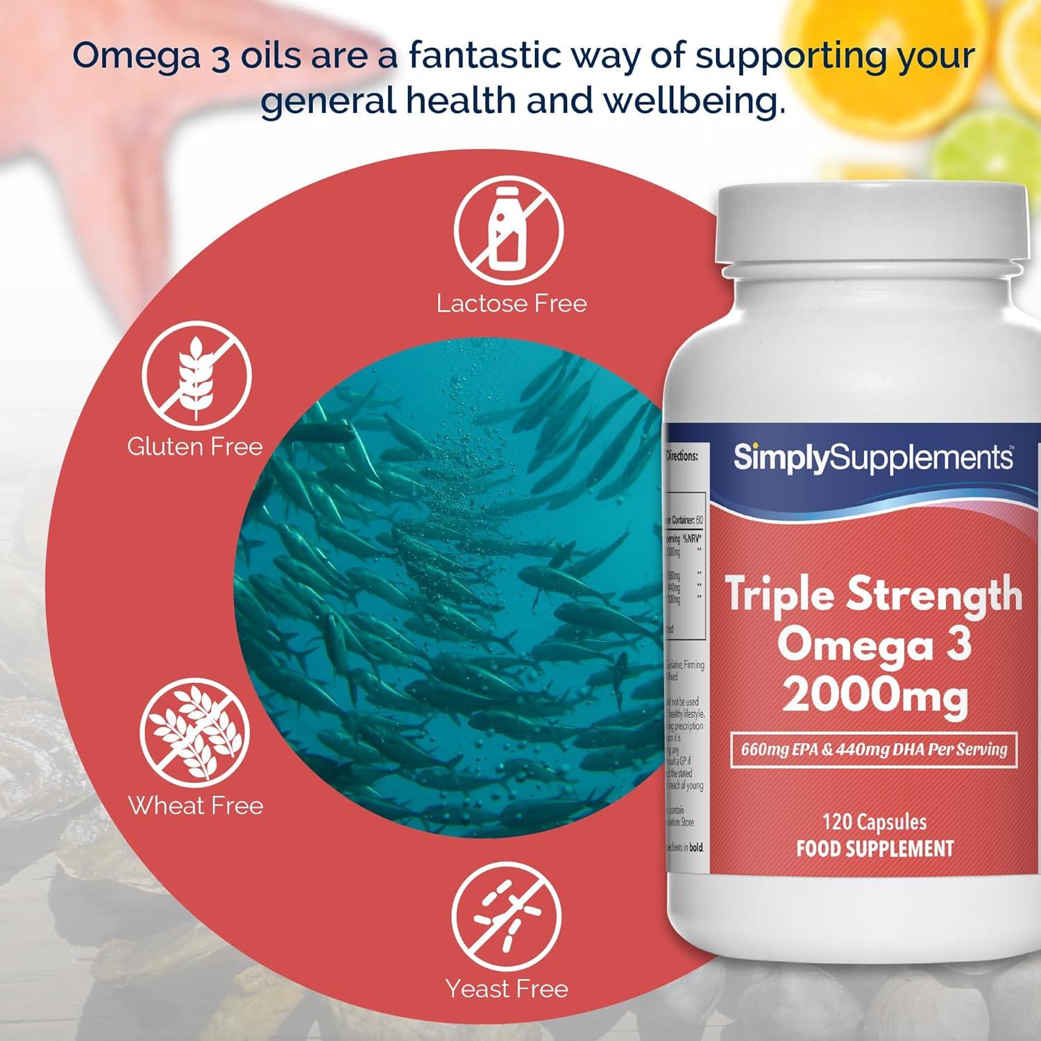 High Strength Omega 3 Fish Oil 2000mg | 120 Capsules | 660mg EPA ...