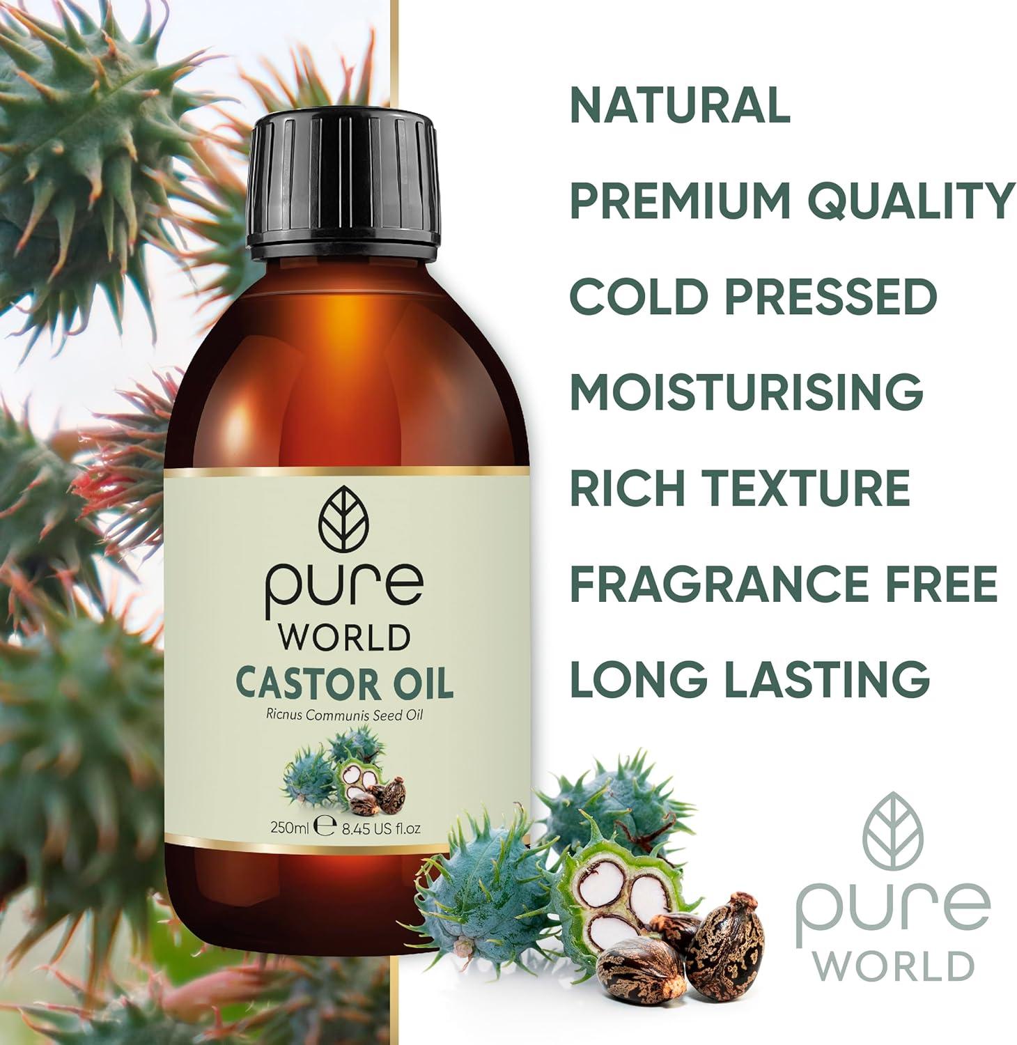Pure World Natural Castor Oil 250ML - Cold Pressed, Hexane Free, 100% ...
