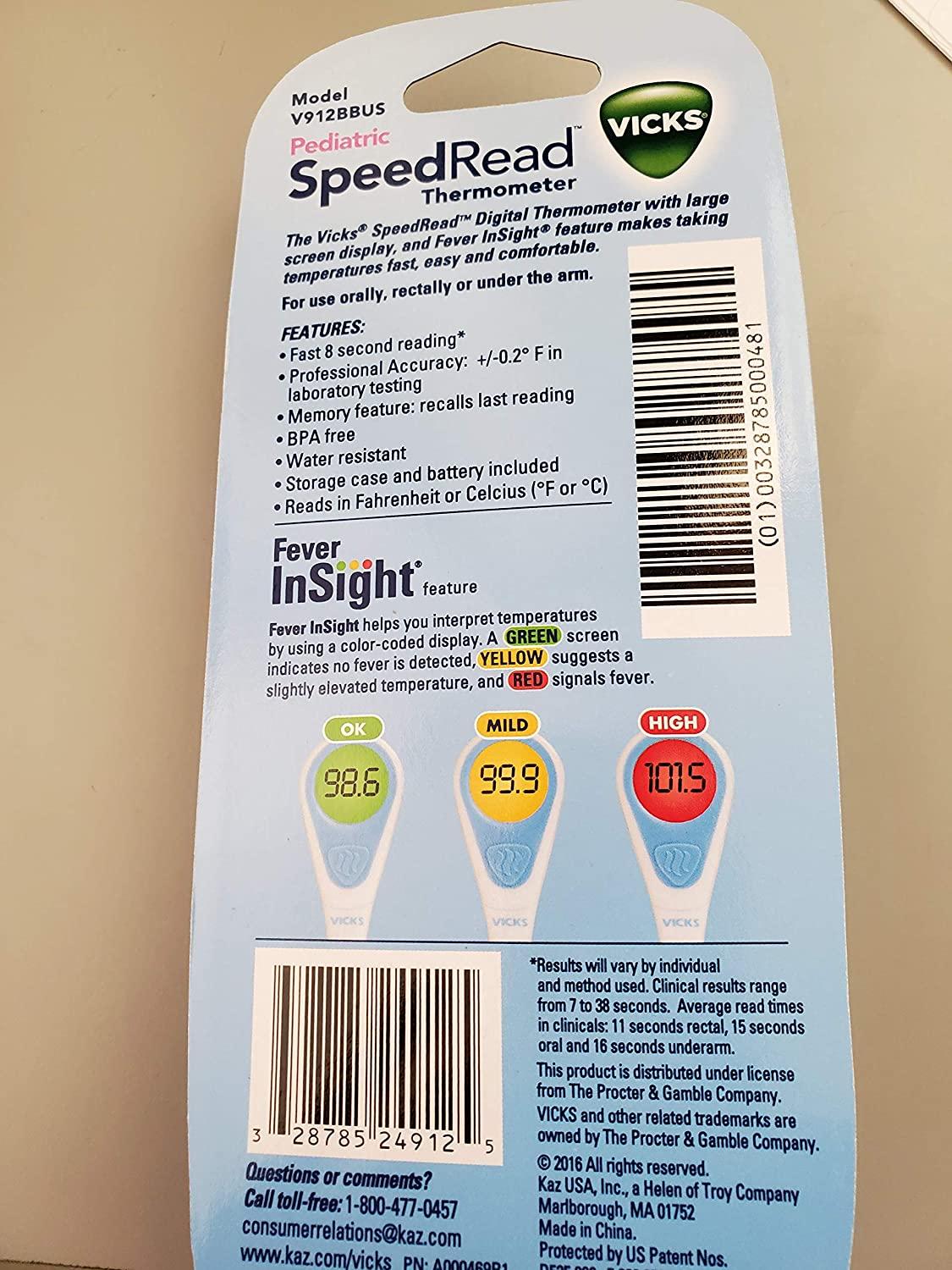 Vicks Pediatric SpeedRead Digital Thermometer V912BBUS - Fast ...