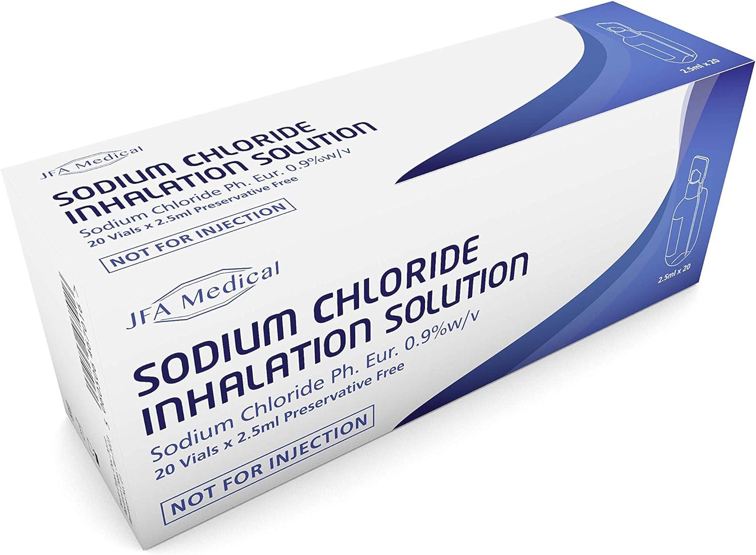 JFA Medical Isotonic Sodium Chloride 0.9% NaCl Inhalation Saline Solution - Box of 20 X 2.5ml ...