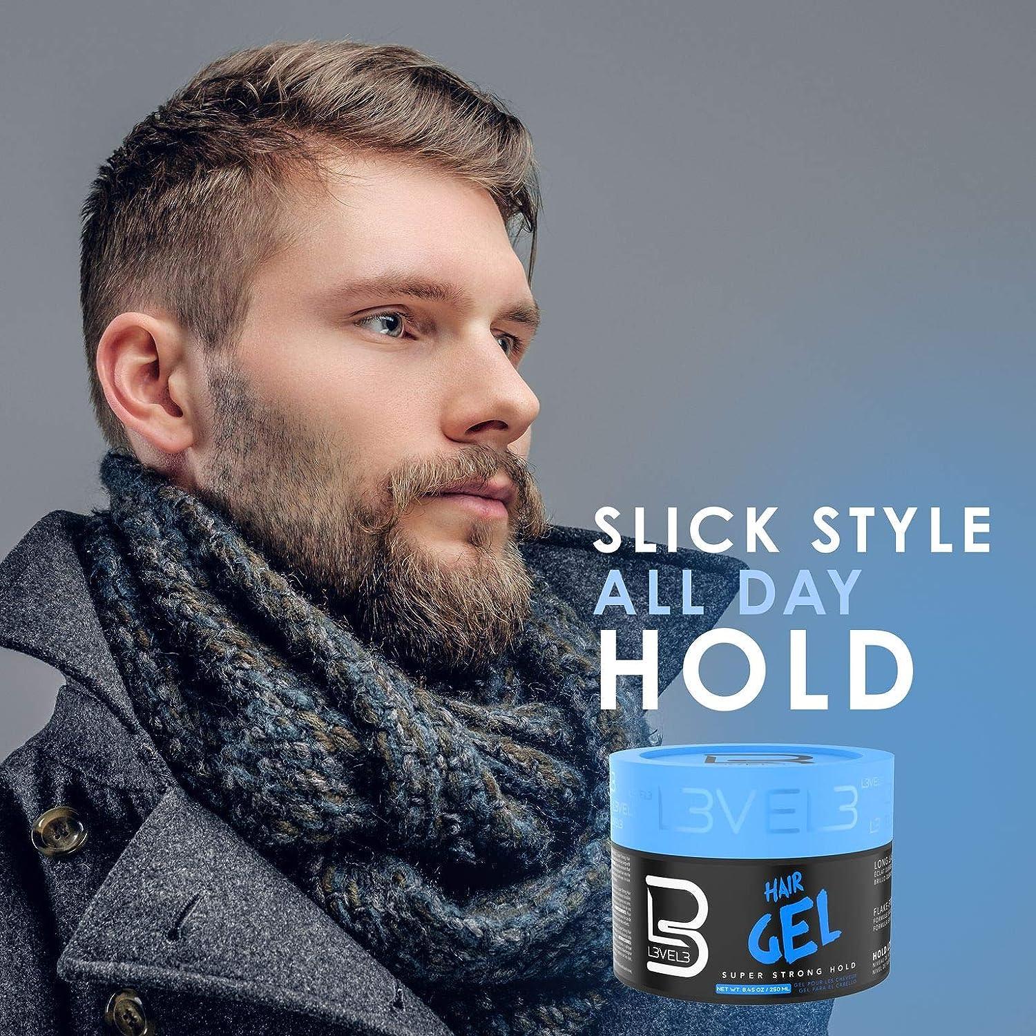 Level 3 Hair Gel - Super Strong Hold, Flake Free, Long Lasting Shine ...