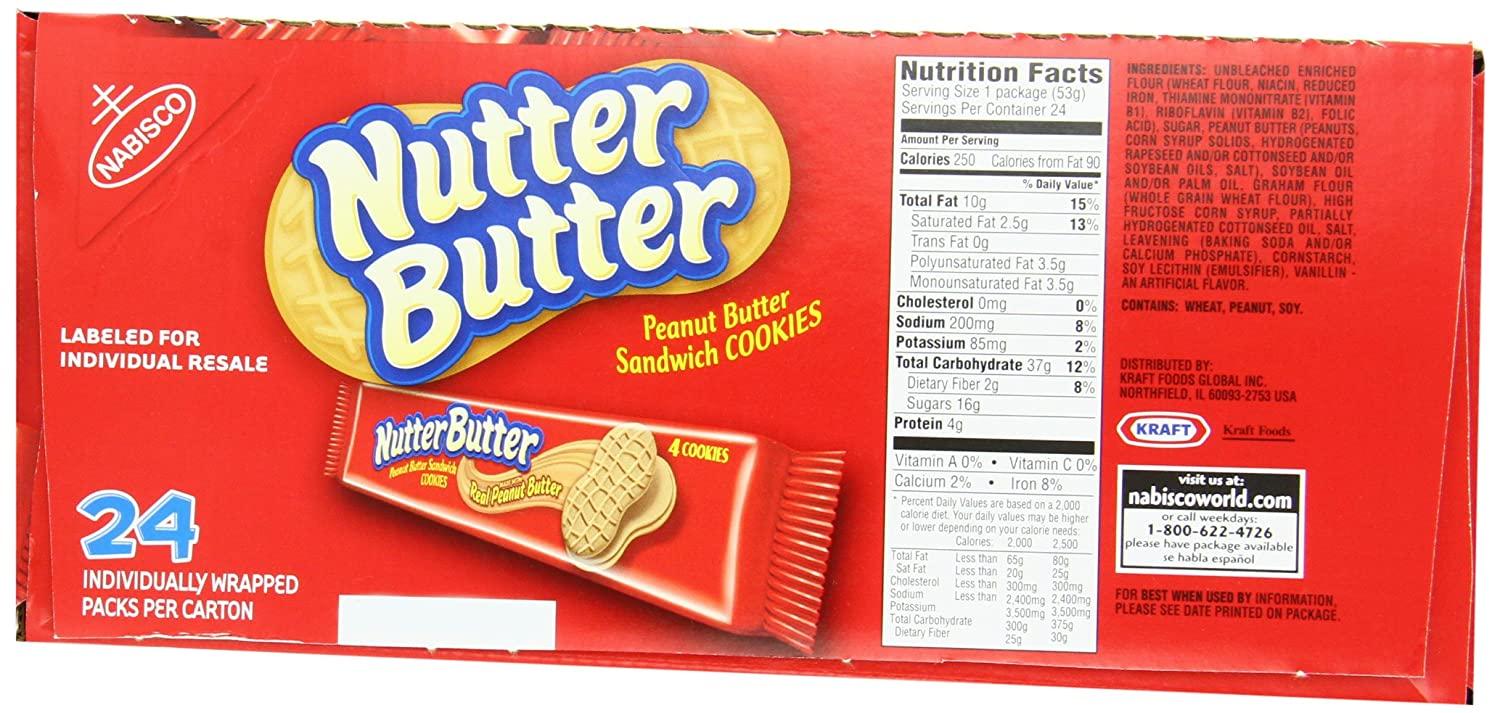 Nabisco Nutter Butter Sandwich Cookies Peanut 24 Count - Pack of 1 ...