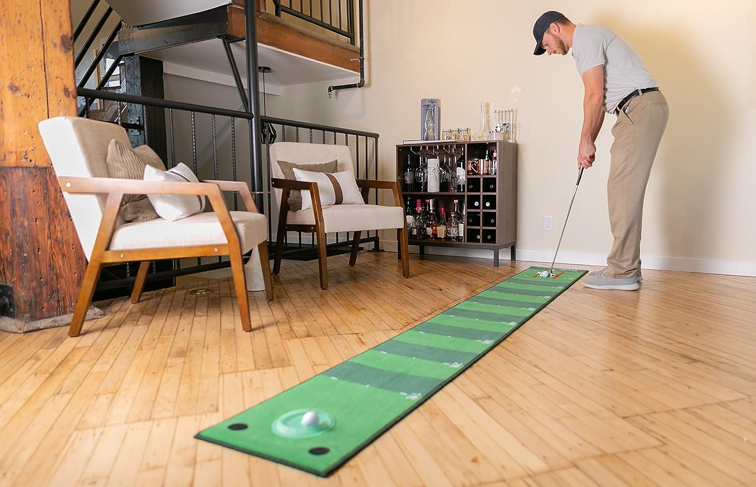 10ft Indoor Putting Green & Golf Mat Set with Travel Bag - Improve Your ...
