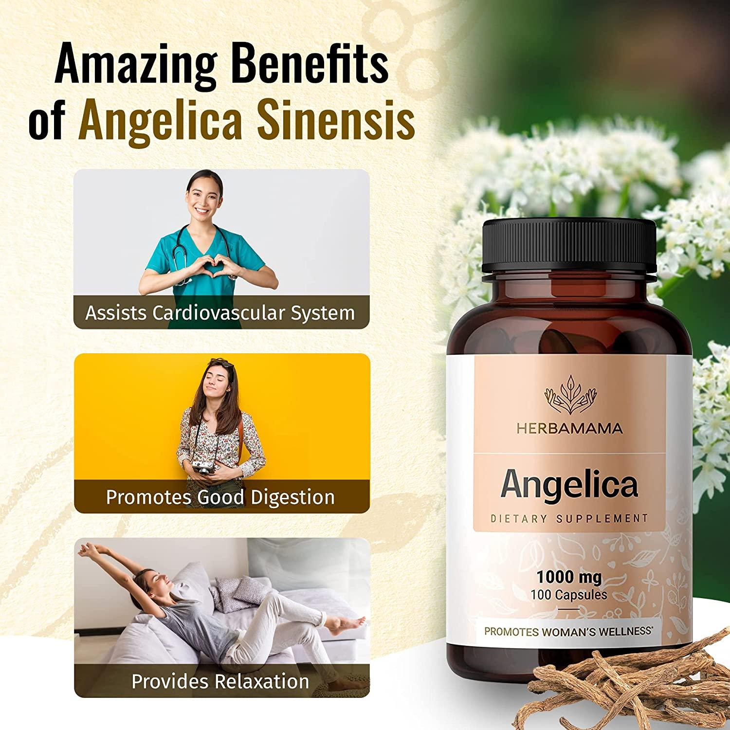 HERBAMAMA Angelica Capsules - Digestive Health, Heart & Blood ...