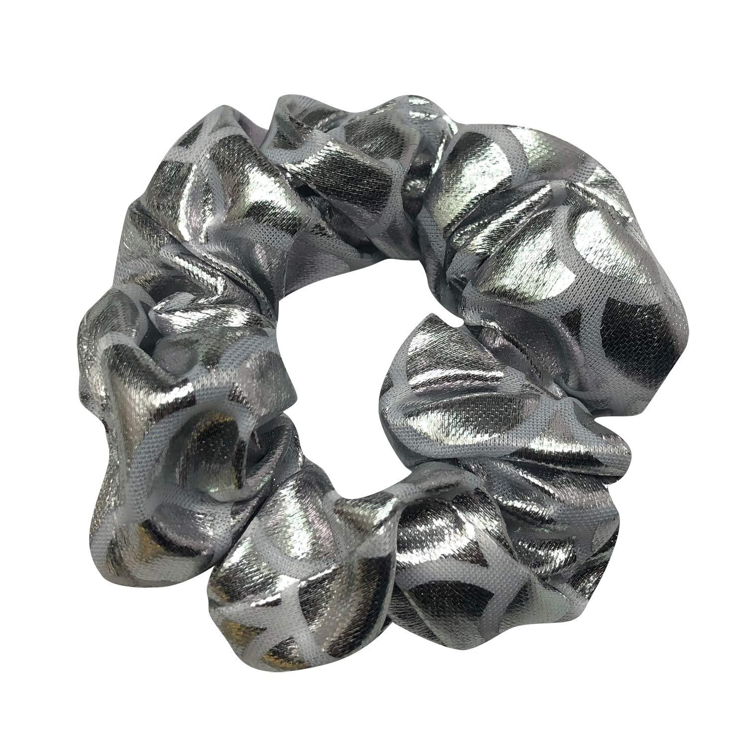 Hologram Metallic Silver Hair Scrunchies Set - 6 Pcs Ponytail Holders ...