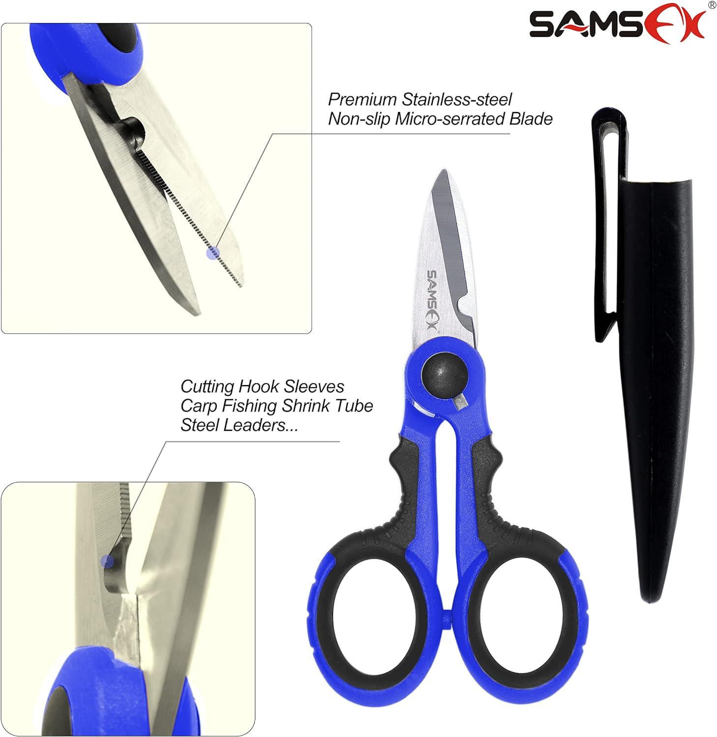 SAMSFX Heavy Duty Anti-Slip Serrated Fishing Scissors with Plastic Belt ...