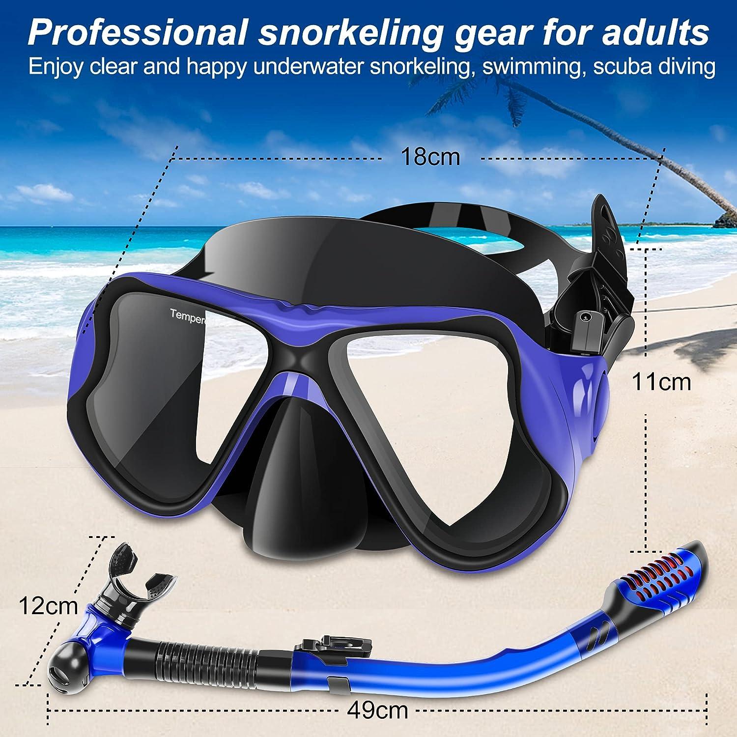 Jiazonsong Dry Snorkel Set - Panoramic Wide View Mask - Anti-Fog ...