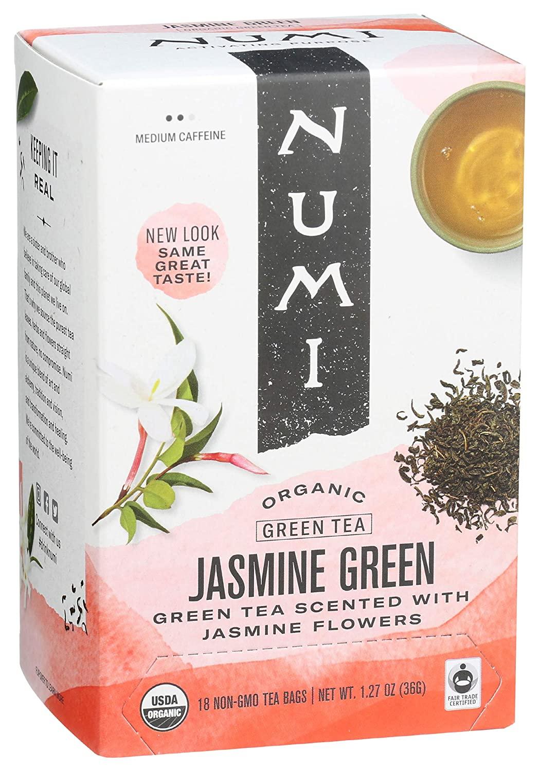 Numi Organic Jasmine Green Tea - 18 Count - Premium Organic Tea Bags ...