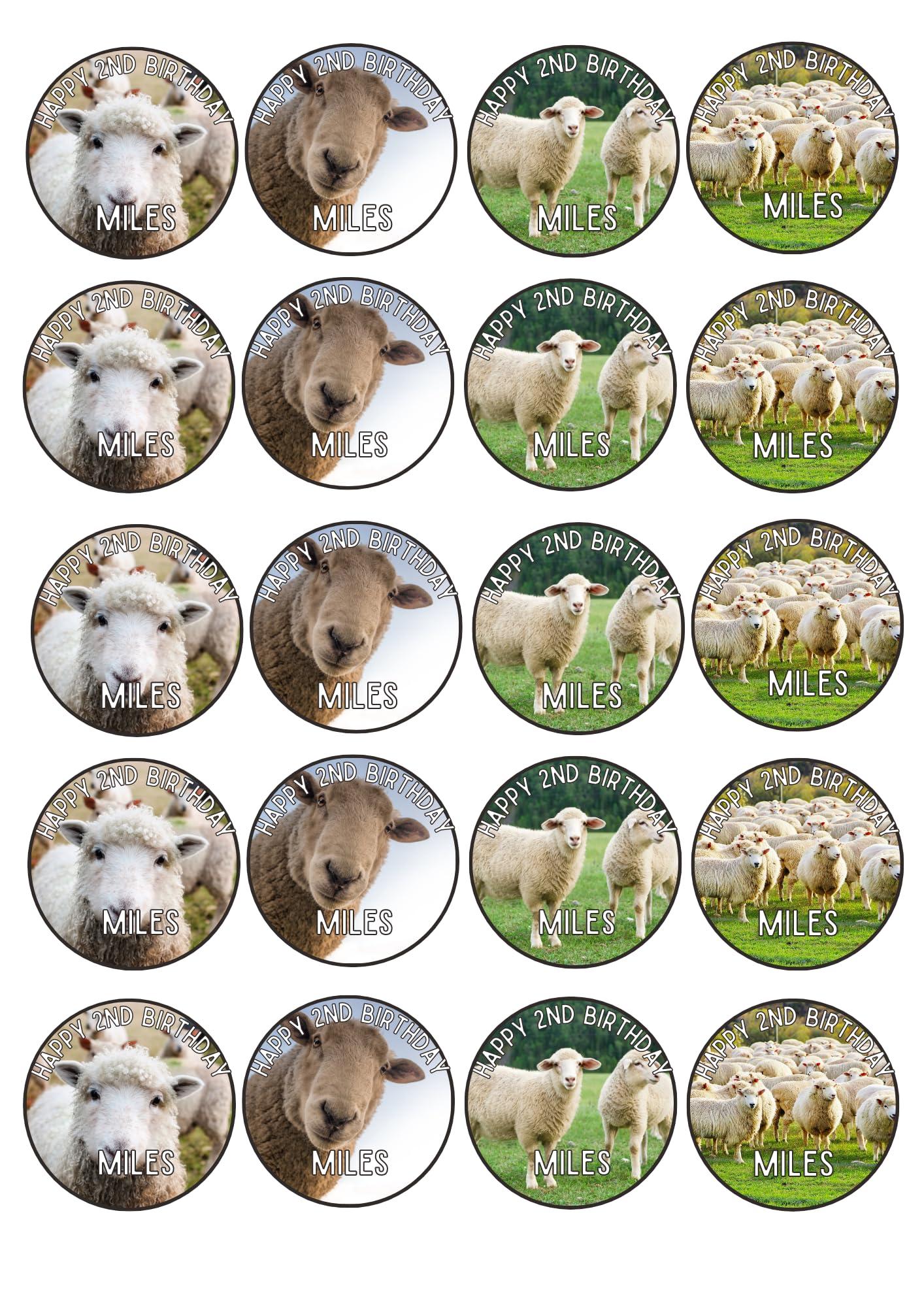 edible 20 x Animal SHEEP Personalised cupcake toppers UNCUT (icing ...