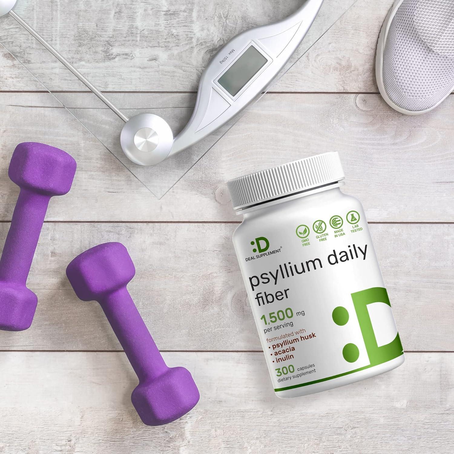 Psyllium Husk Fiber Capsules with Inulin & Acacia | 1500mg | Plant ...