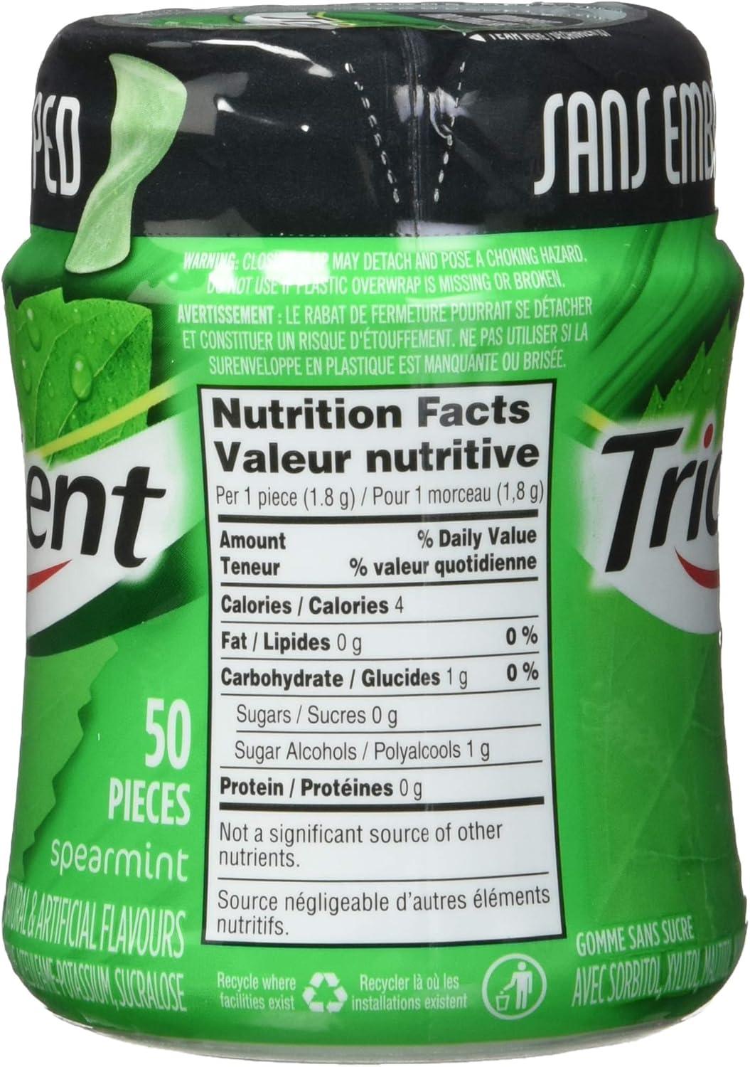 Trident Unwrapped Spearmint - 6 Bottles (300 Pieces) - Sugar-Free Gum ...