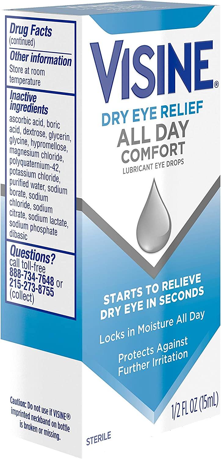 Visine Dry Eye Relief Lubricant Eye Drops 0.5 fl oz - All Day Comfort ...