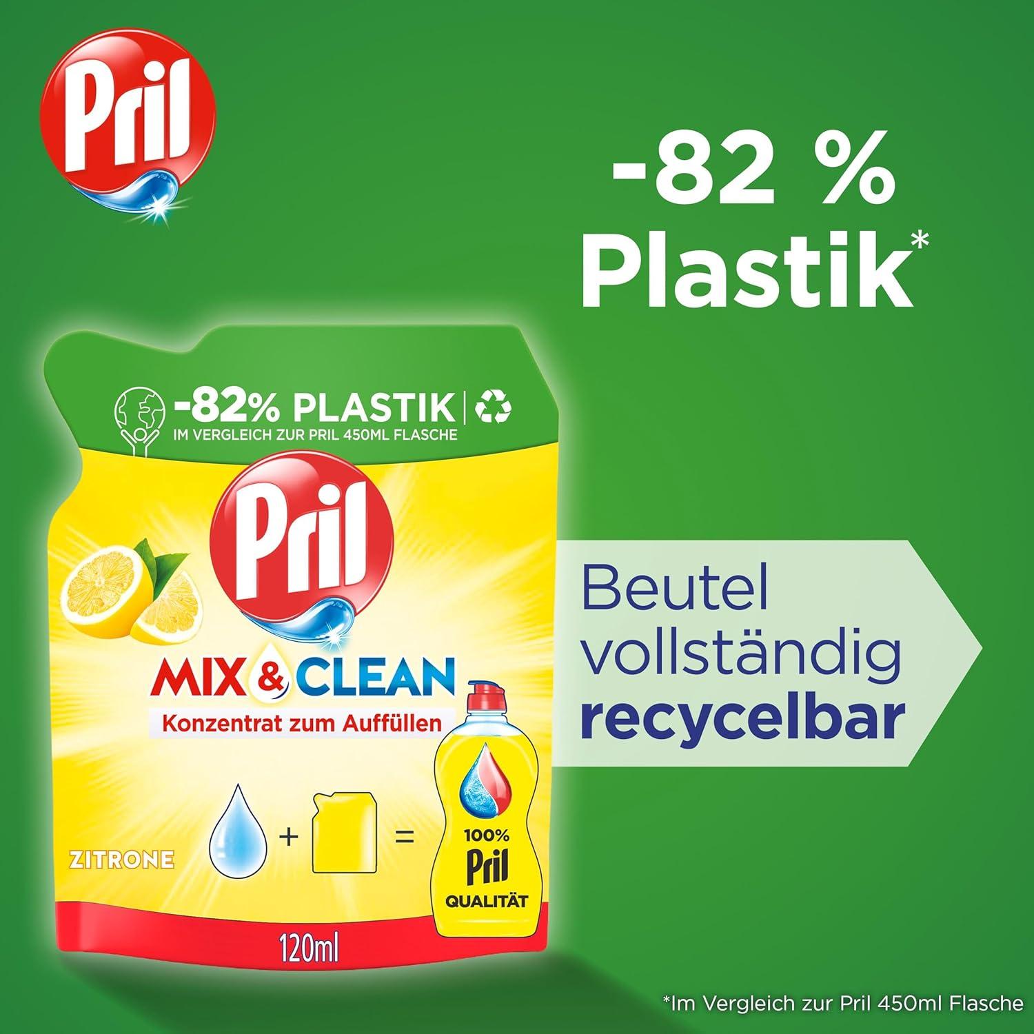 Pril Mix & Clean Citrus Concentrate - 6x120ml Eco-Friendly Dishwashing ...