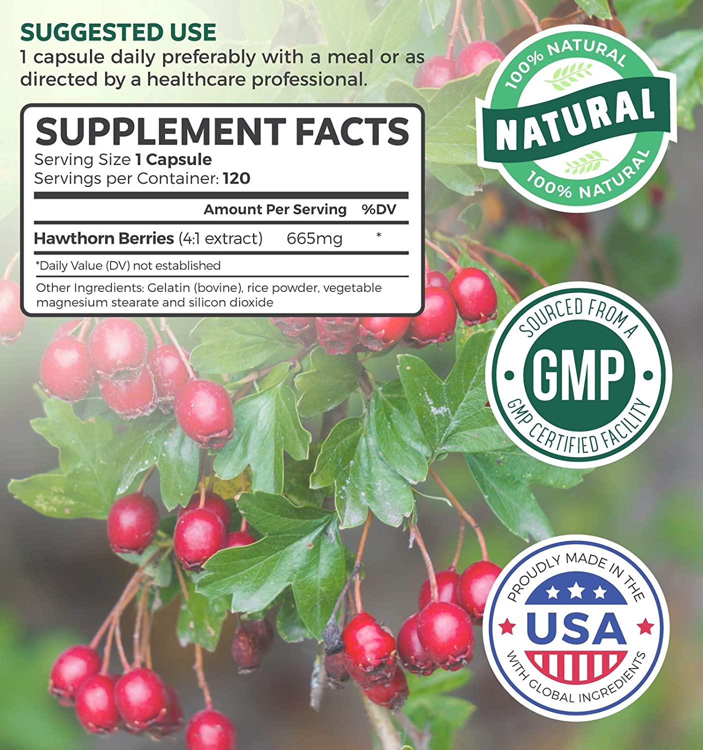 Hawthorn Berry Capsules | 4 Month Supply | High Strength Extract for ...