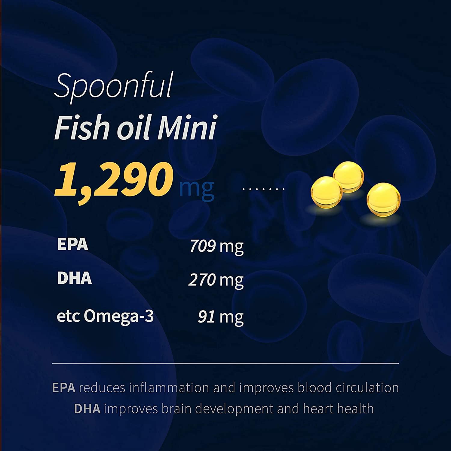 Spoonful Mini Omega 3 Fish Oil Softgels 1290mg - Easy-to-Swallow ...