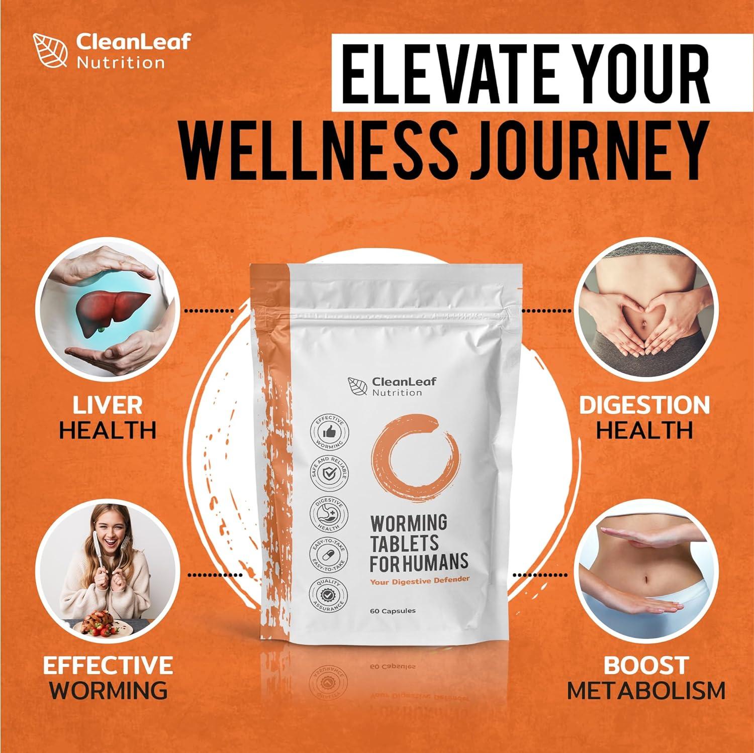 CleanLeaf Herbal Wellness Tablets - Natural Formula with Wormwood ...