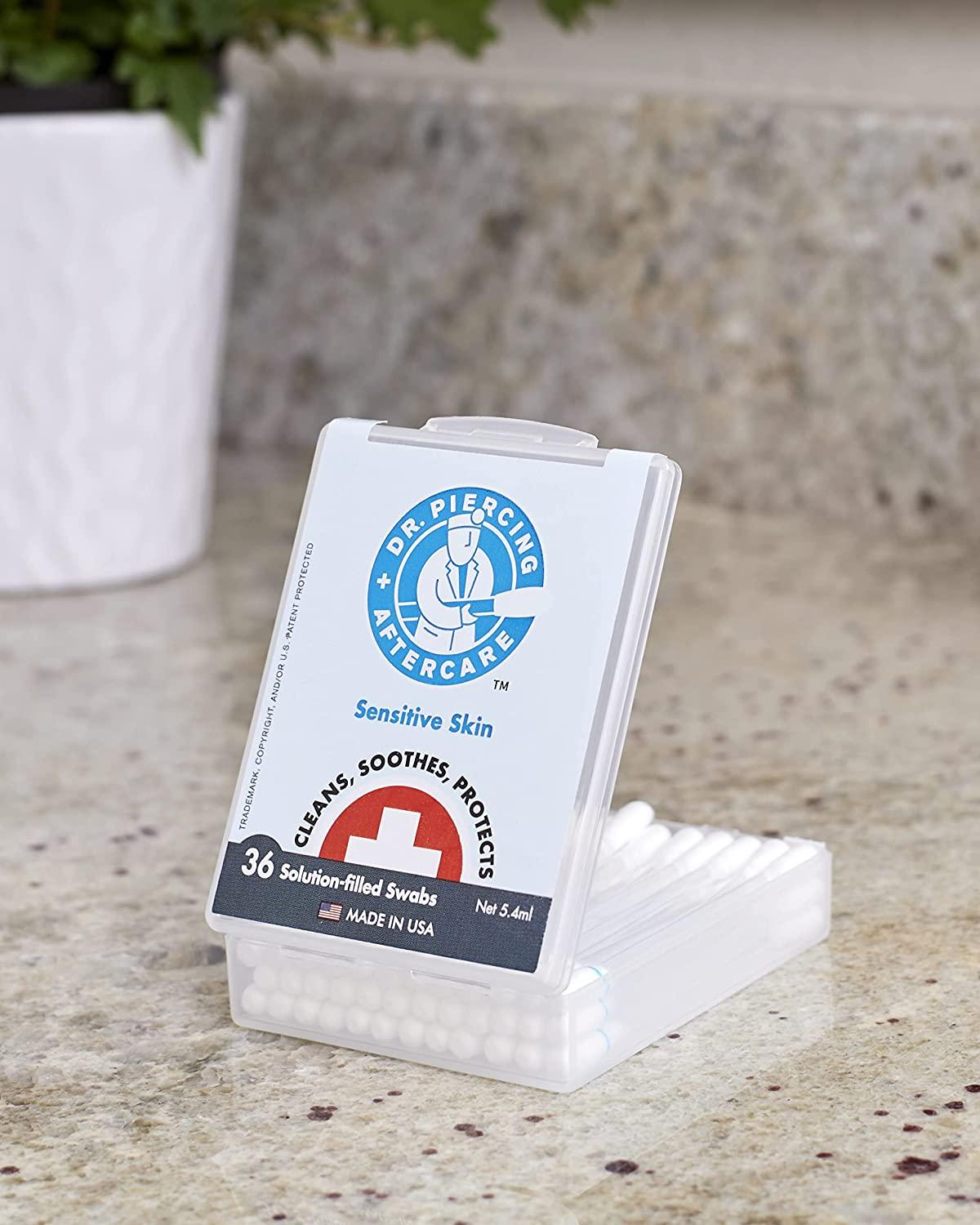 Dr. Piercing Aftercare Sensitive Skin Swabs - Natural Saline-Based ...