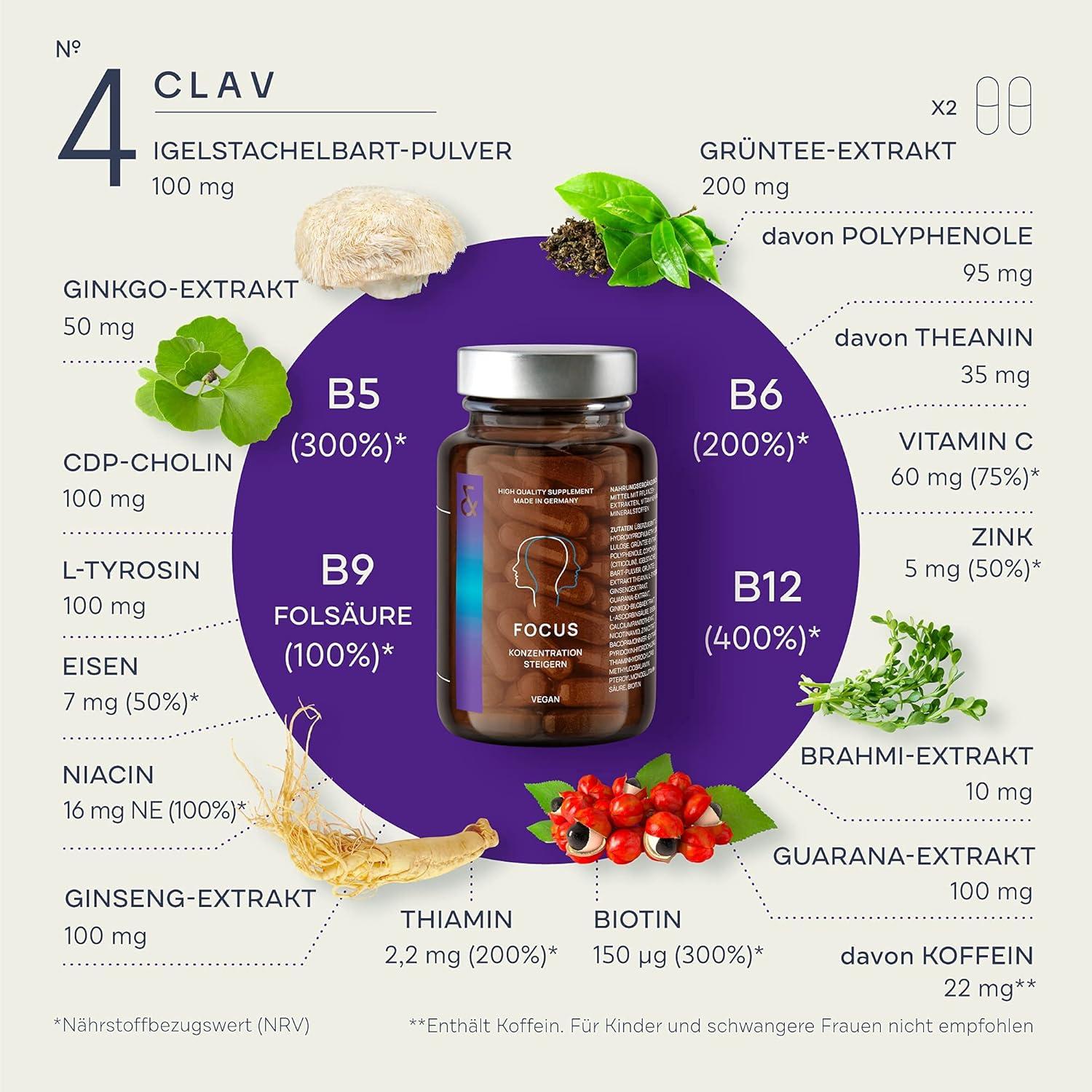 3x N 4 Focus - Vegan Nootropics Brain Booster with CDP Choline Ginkgo ...