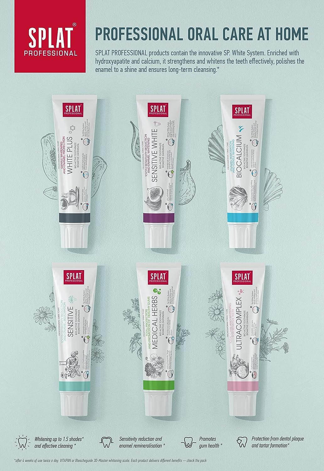 Splat White Plus Professional Toothpaste: Safe Whitening & Enamel ...