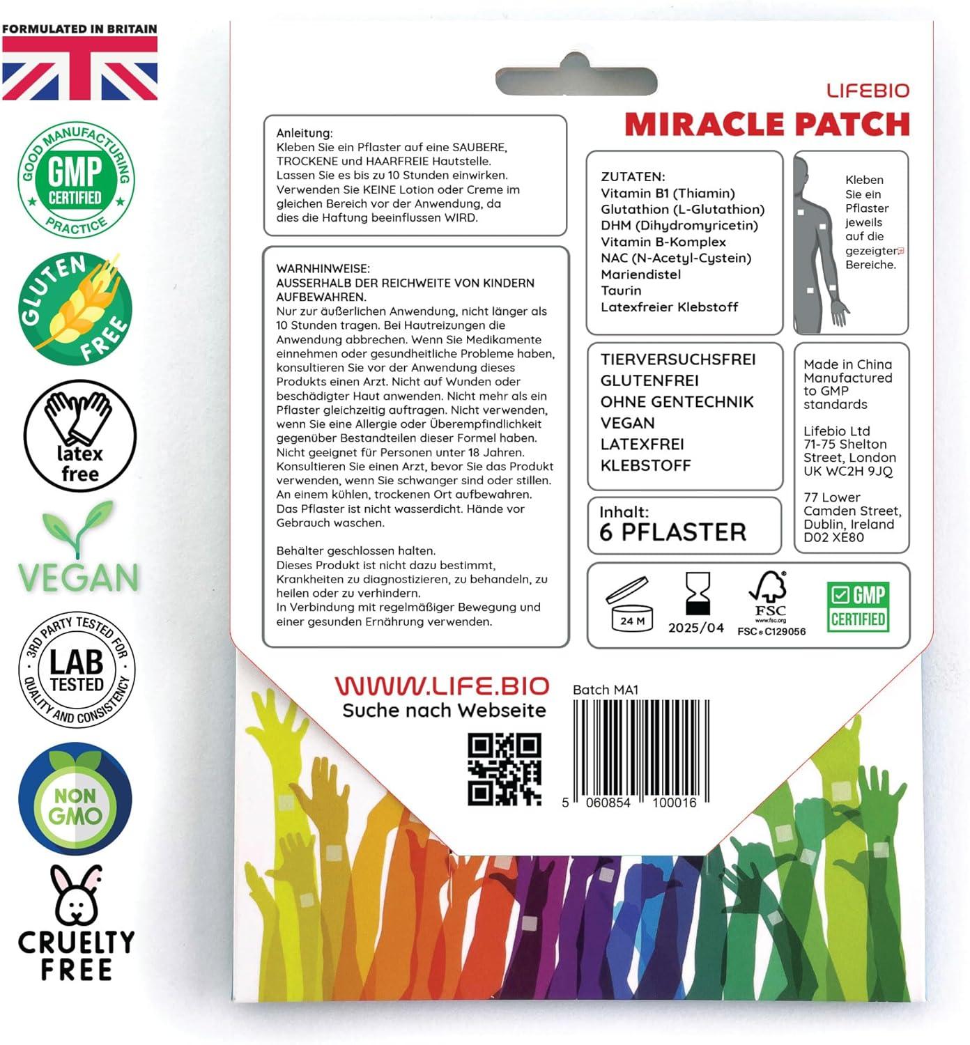 Lifebio Miracle Patch - Party Recovery with DHM Milk Thistle B Vitamins ...