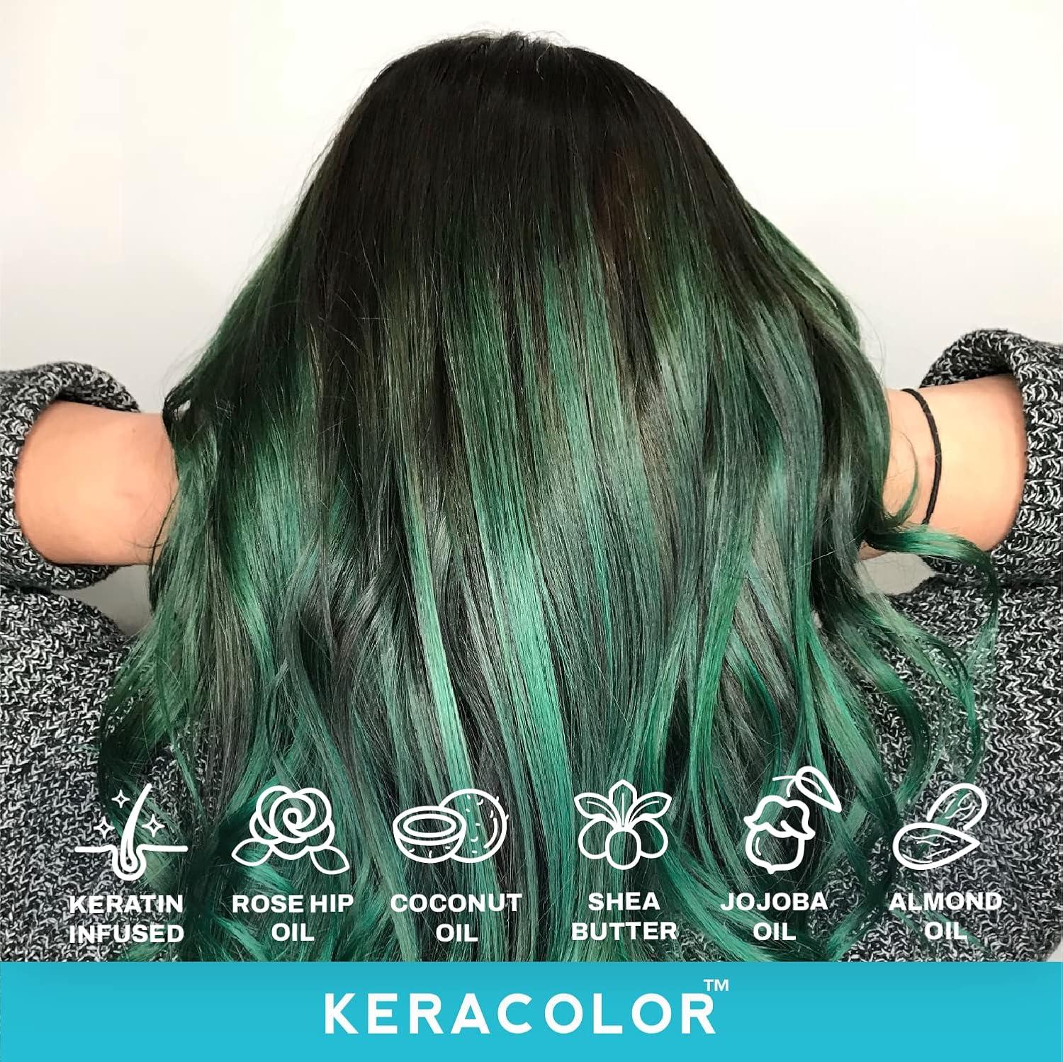 KERACOLOR Kit of 3-in-1 (Cleanse + Conditioner + Color) Emerald Semi ...