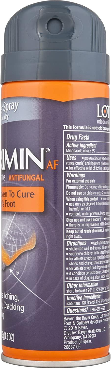 Lotrimin AF Athlete's Foot Powder Spray 2% Miconazole Nitrate - 4.6 oz ...