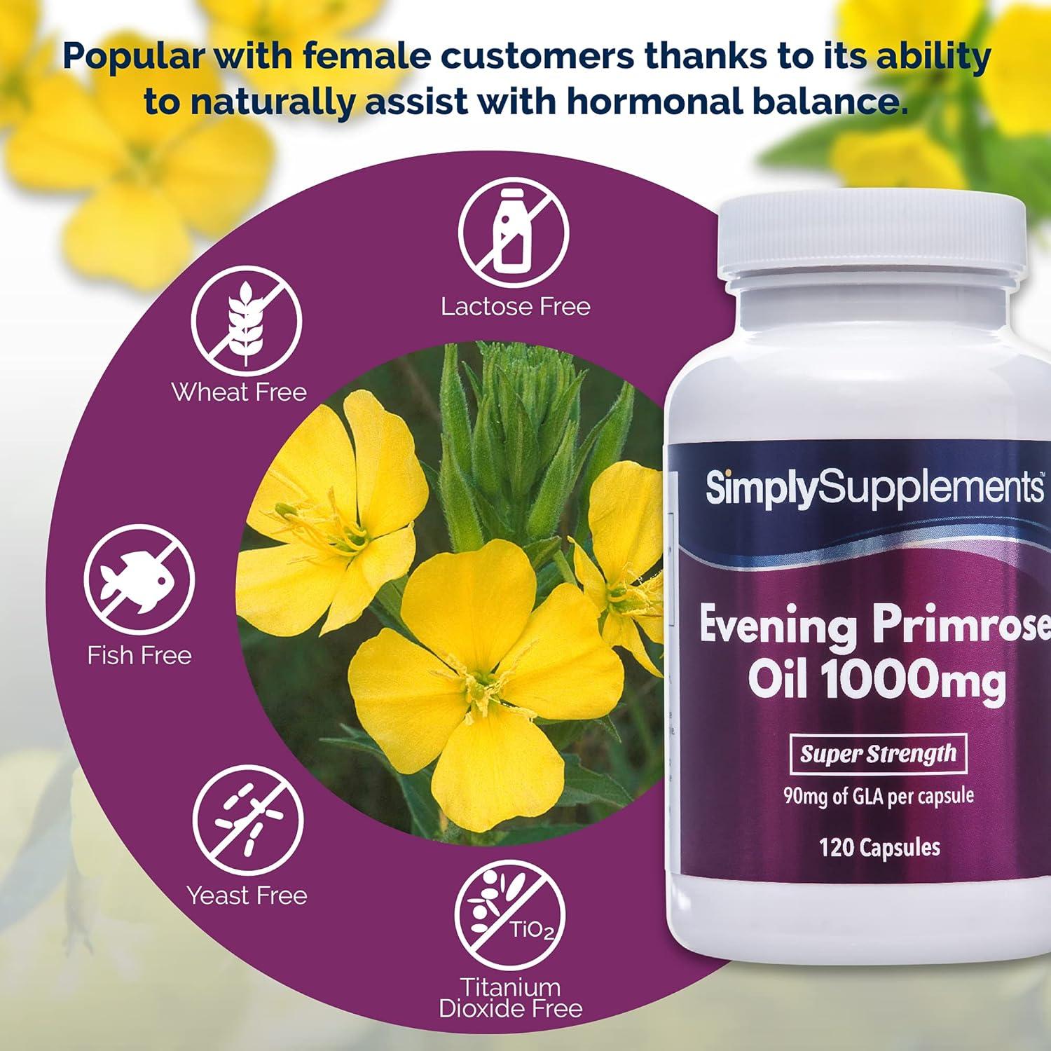 Super Strength Evening Primrose Oil 1000mg | 120 Capsules | UK-Made ...