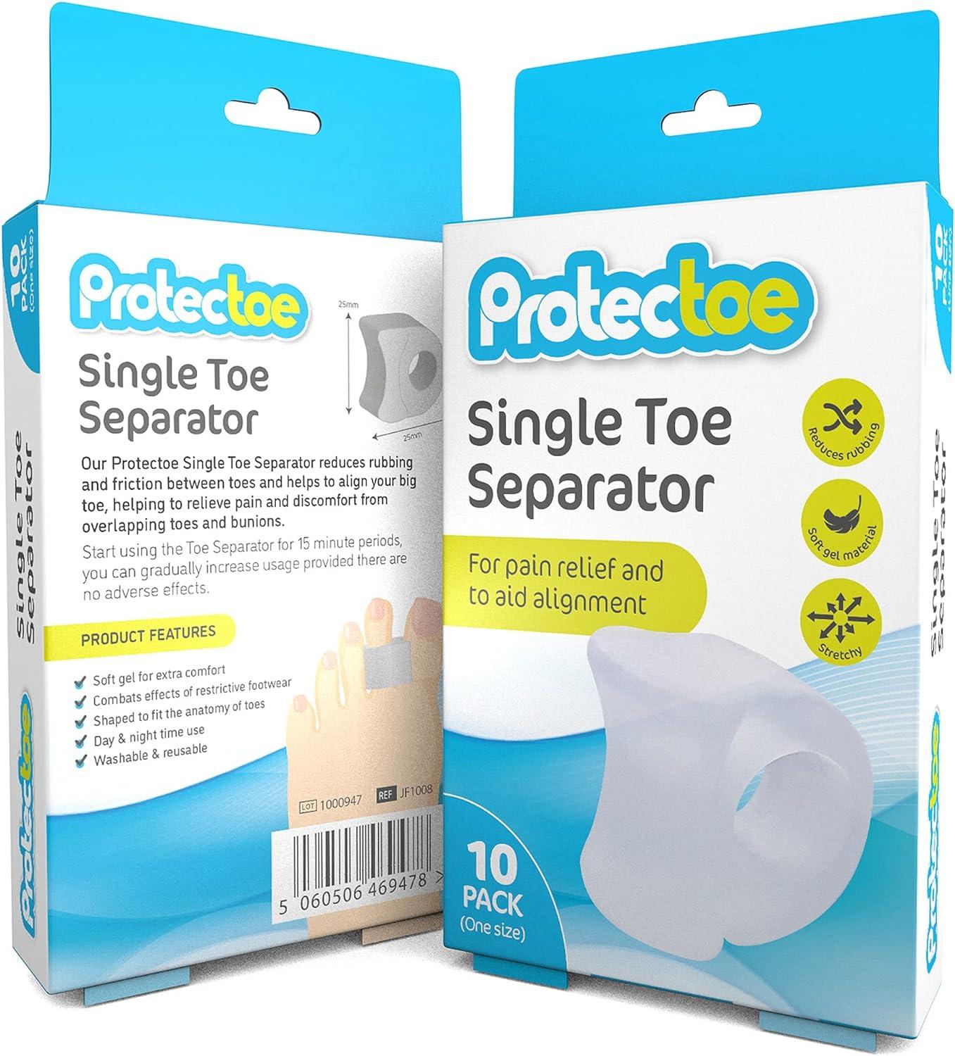 Protectoe Single Gel Toe Separator for Overlapping Toes - Box of 10 Toe ...