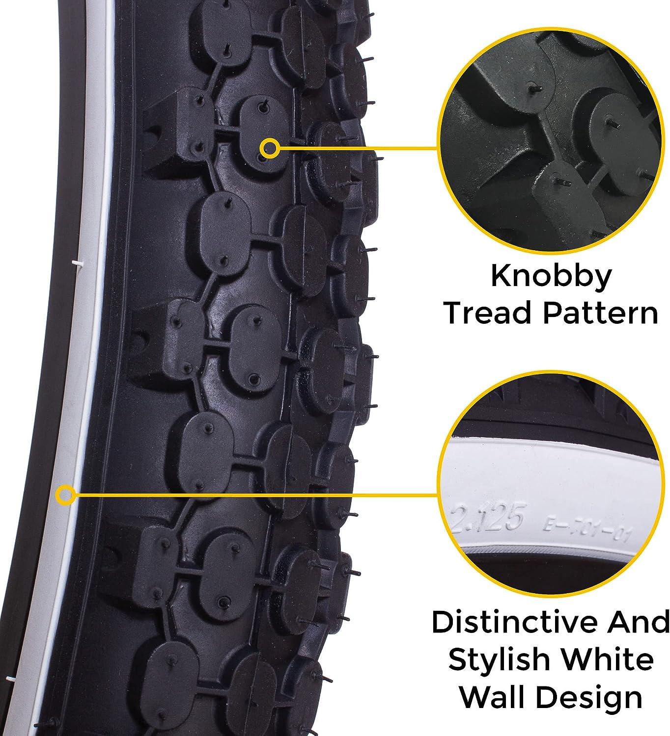 Classic White Wall 26x2.125 Cruiser Bike Tires - 1 or 2 Pack with Tubes ...