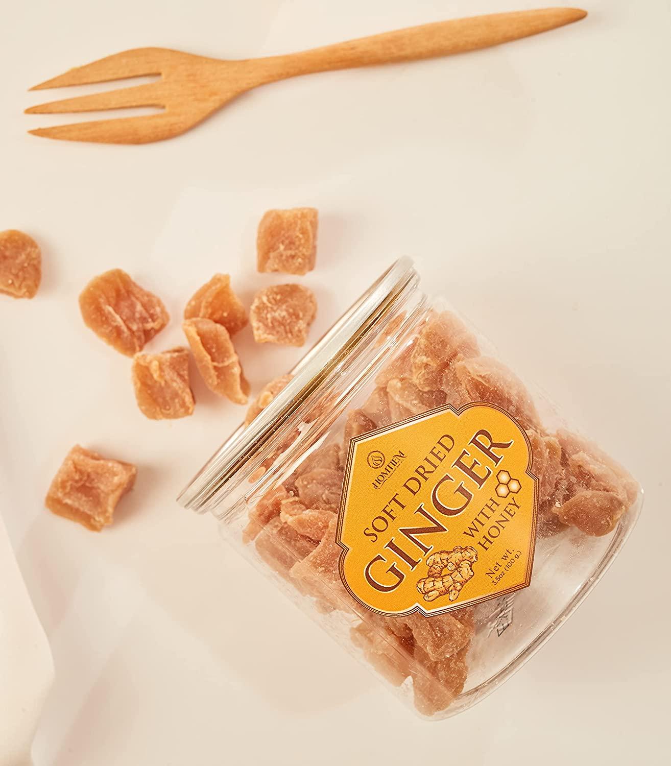 Homtiem Dried Crystallized Ginger 3.5oz - Chewy & Delicious, Less Sweet ...