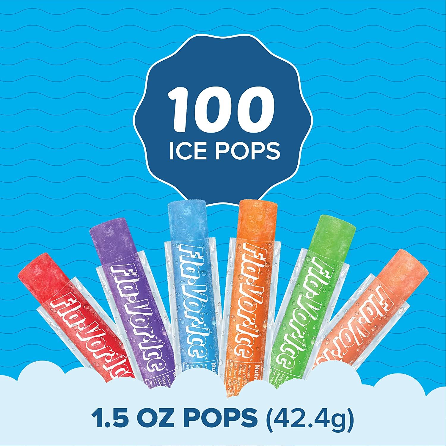 Fla-Vor-Ice Popsicle Variety Pack - 100 Count, 1.5 Oz Freezer Bars ...