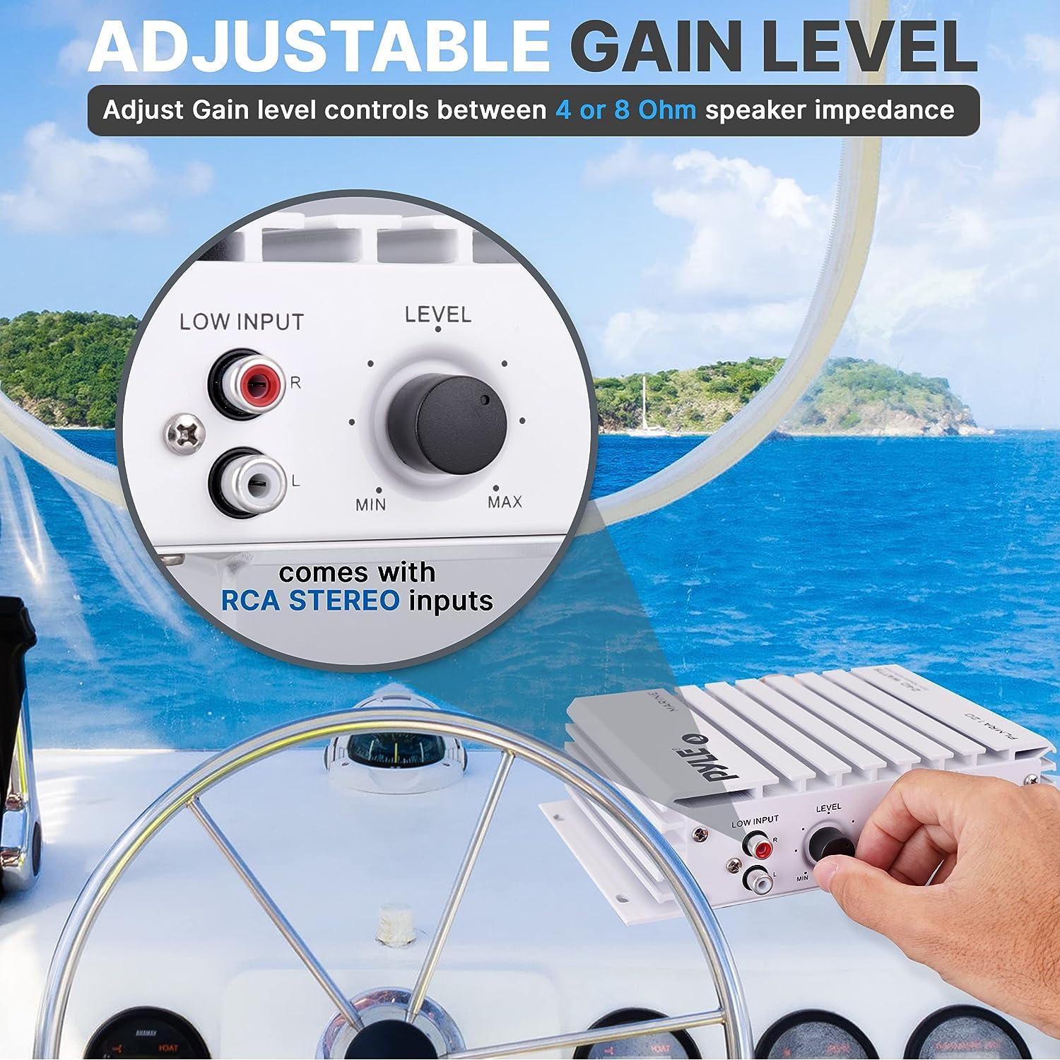 Pyle Hydra Marine Amplifier - Elite Series 240 Watt 4-Channel Audio Amp ...