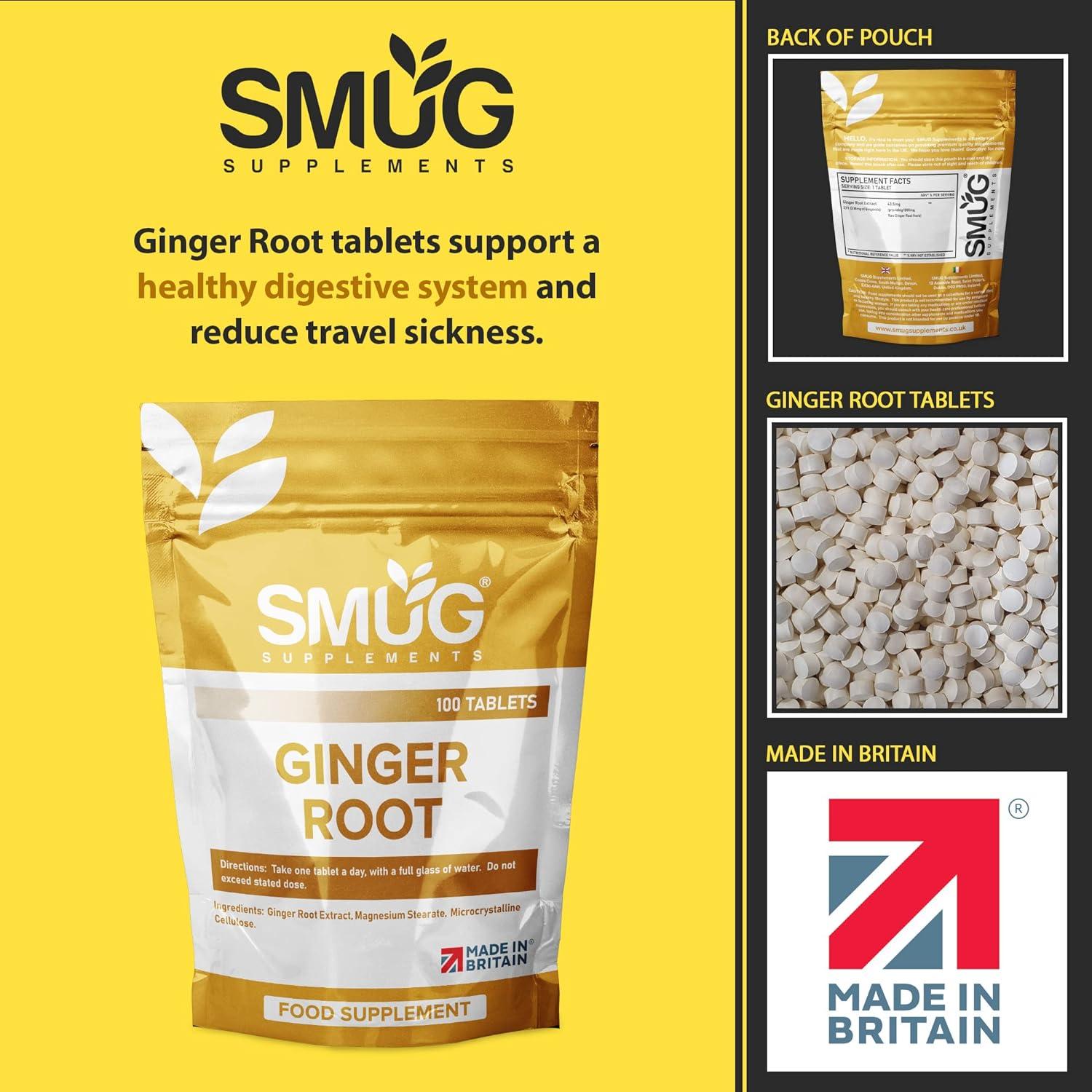 Ginger Root Extract 1000mg Tablets - Digestive Support & Reduce Travel ...