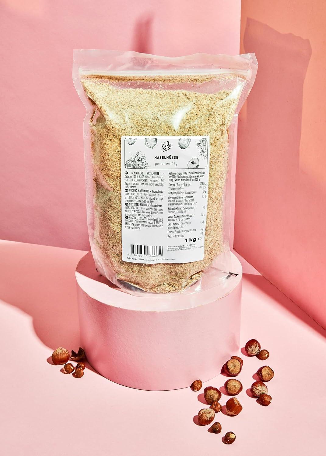 KoRo Ground Hazelnuts 1kg - 100% Natural Vegan Gluten-Free No Additives ...