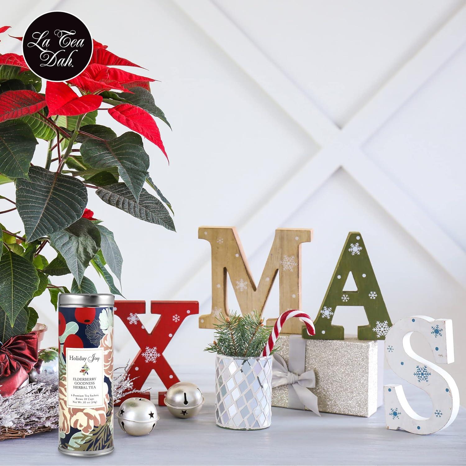 Poinsettia Christmas Tea Gift Basket by La Tea Dah | Gourmet Tea Sets ...