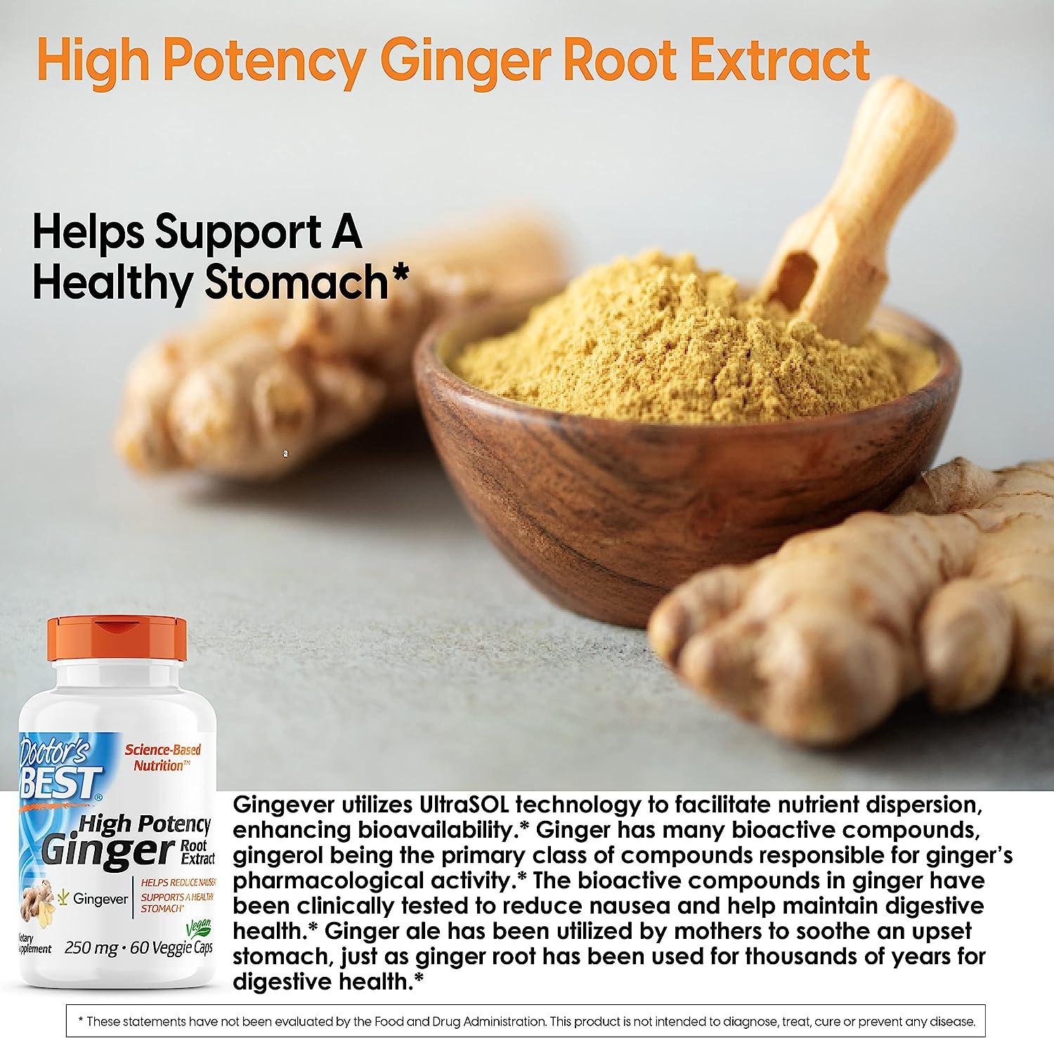 Doctor's Best High Potency Ginger with Gingever 250mg - Digestive ...