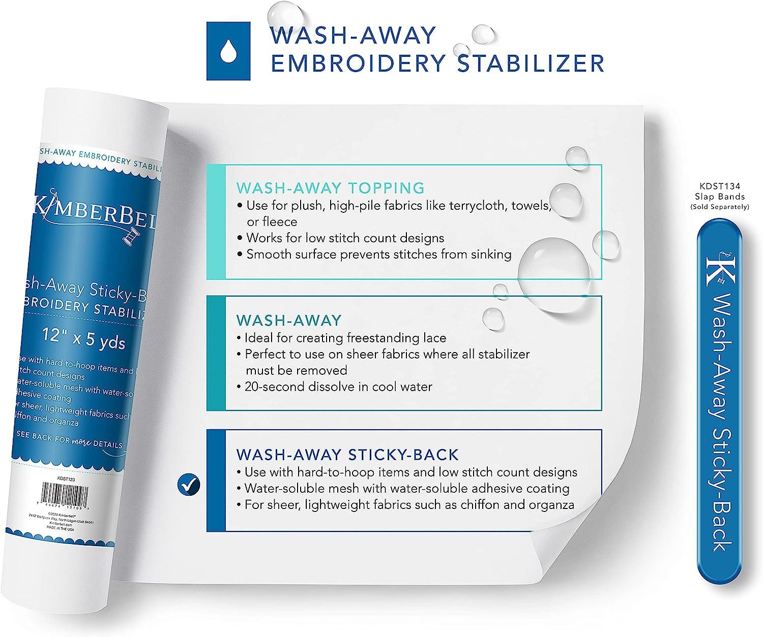 Kimberbell Wash Away Sticky Back Stabilizer 12x5 Yd Roll - Water ...