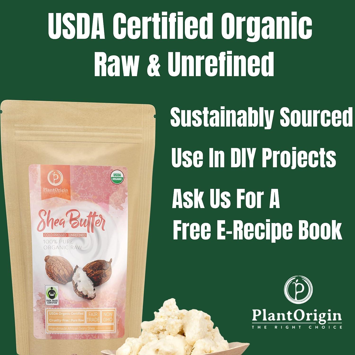 PlantOrigin USDA Certified Organic Unrefined Shea Butter - 100% Pure ...