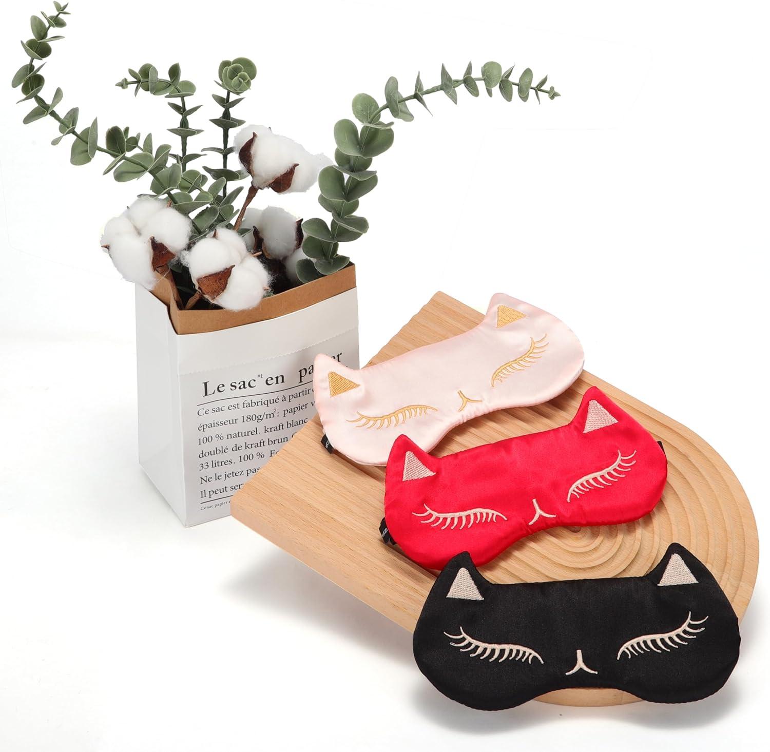 Drizzle Cat Eye Mask - Natural Silk Sleep Mask for Cute and Soft ...