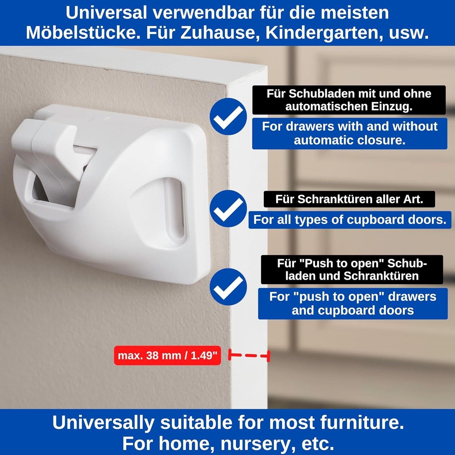 Invisible Drawer & Cabinet Protection | 12 Locks + Key Set | Magnetic ...