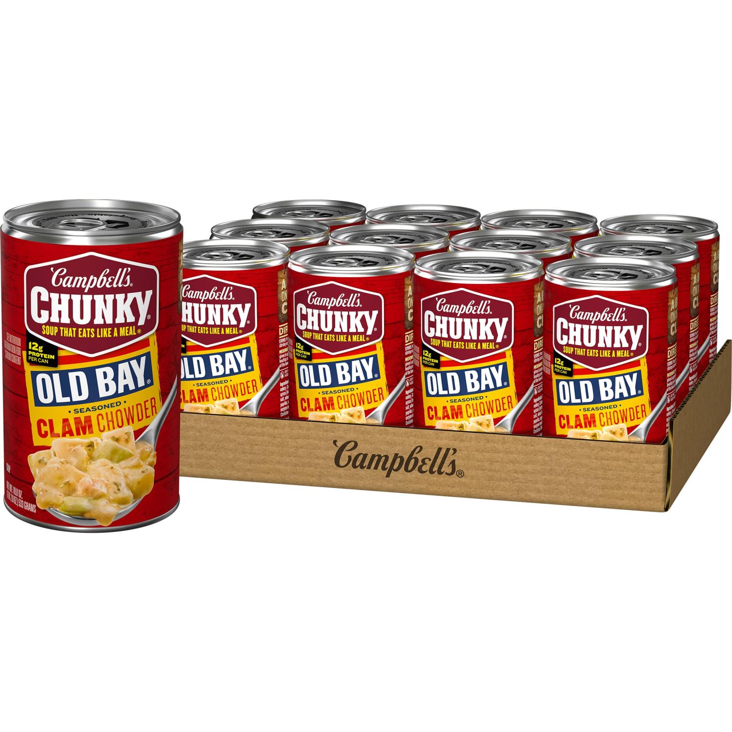 Campbell's Chunky Old Bay Seasoned Clam Chowder 18 Oz Can - Case of 12 ...