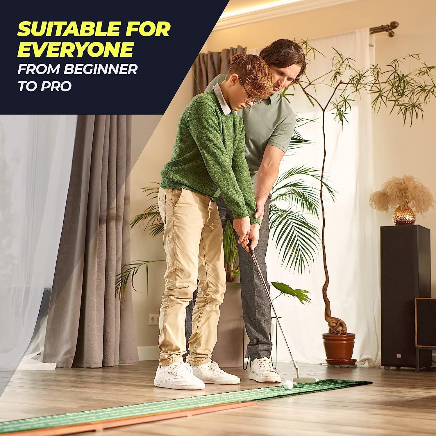 Victorem Adjustable Indoor Golf Putting Mat with Ball Return Office ...