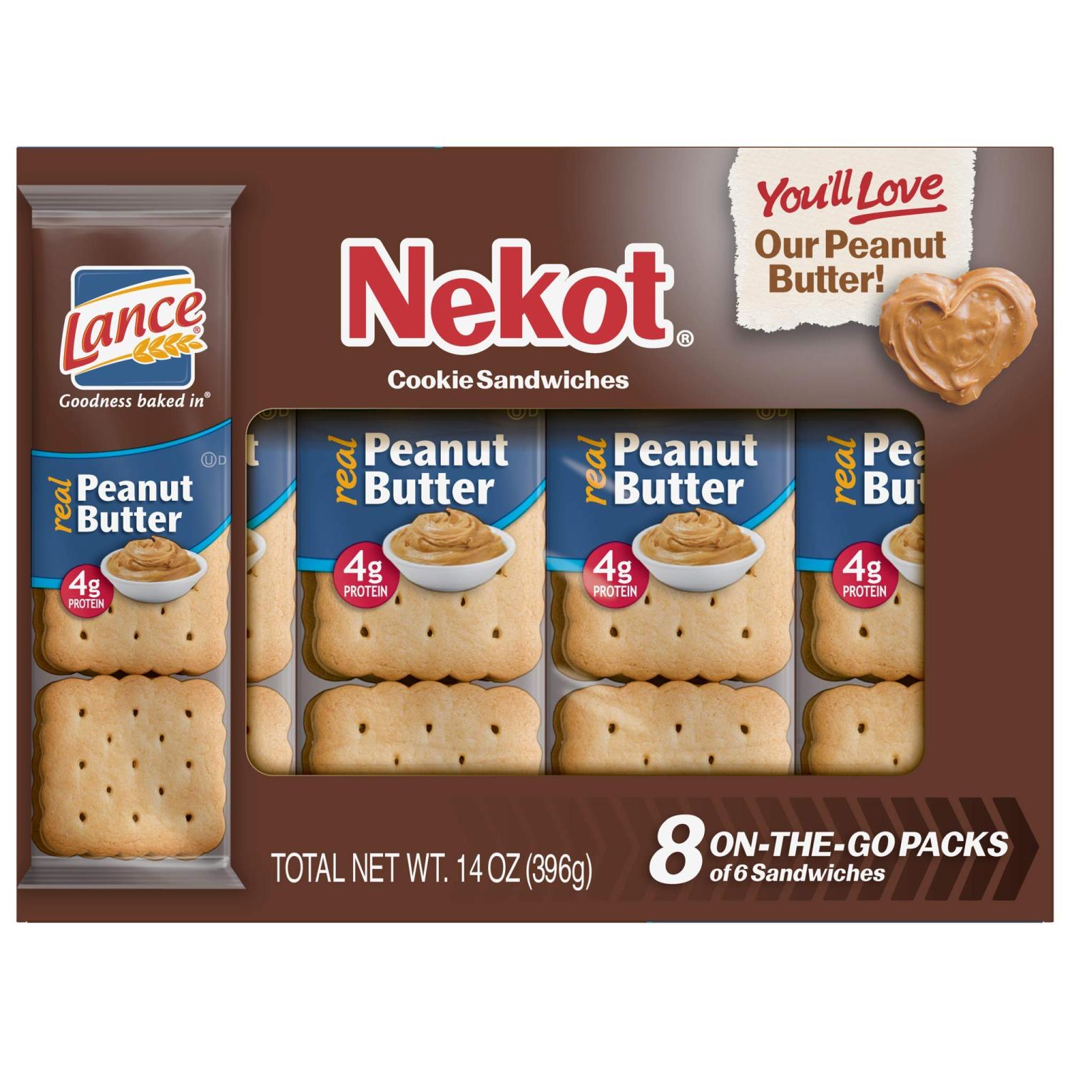 Lance Nekot Peanut Butter Cookies 14 oz - 8 Count Box | Single Pack ...