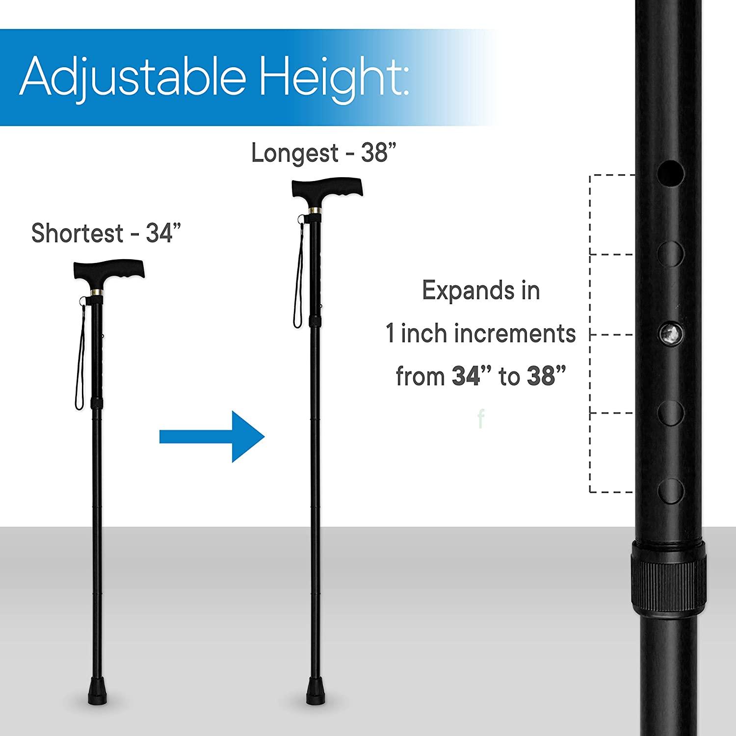 Folding Adjustable Lightweight Aluminum Offset Walking Cane ...