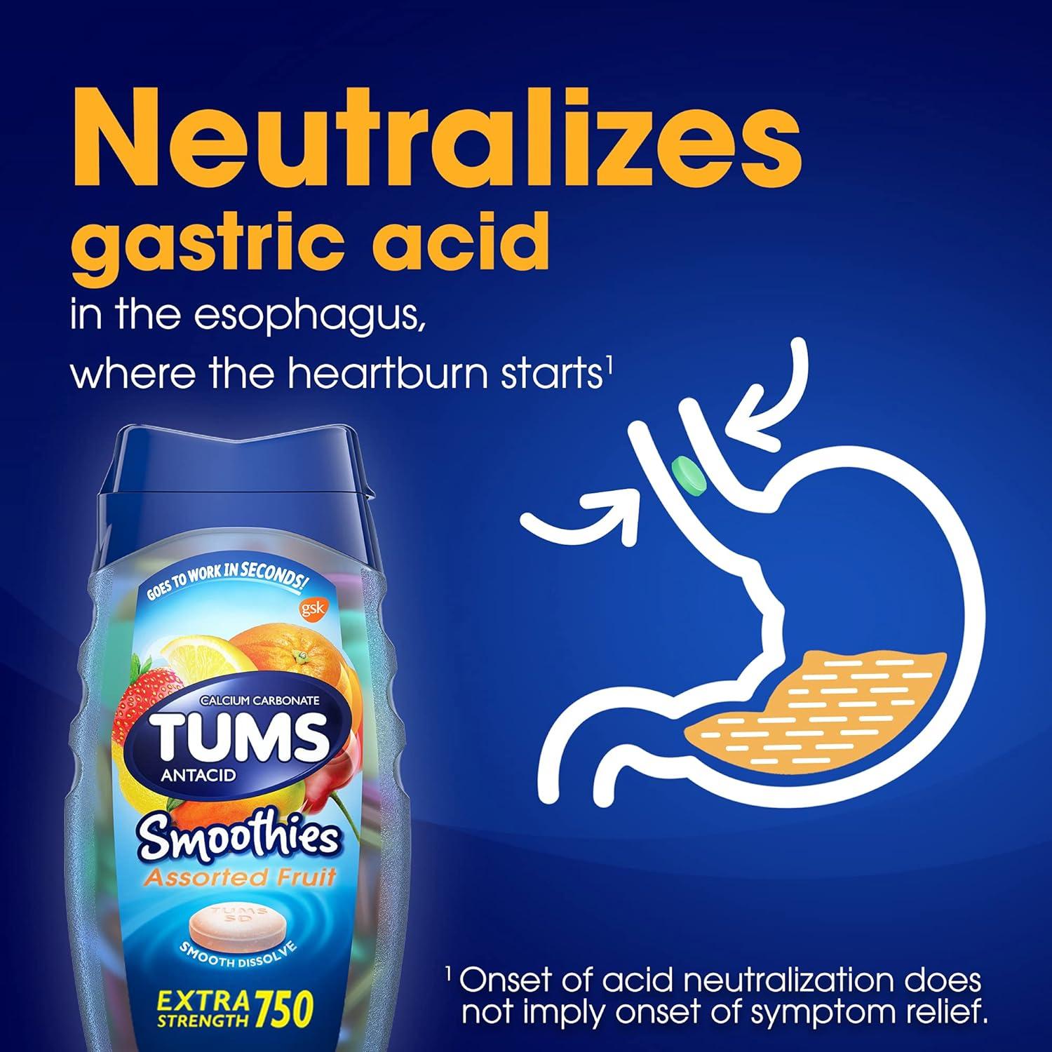 TUMS Smoothies Extra Strength Antacid Chewable Tablets - 60 Count ...