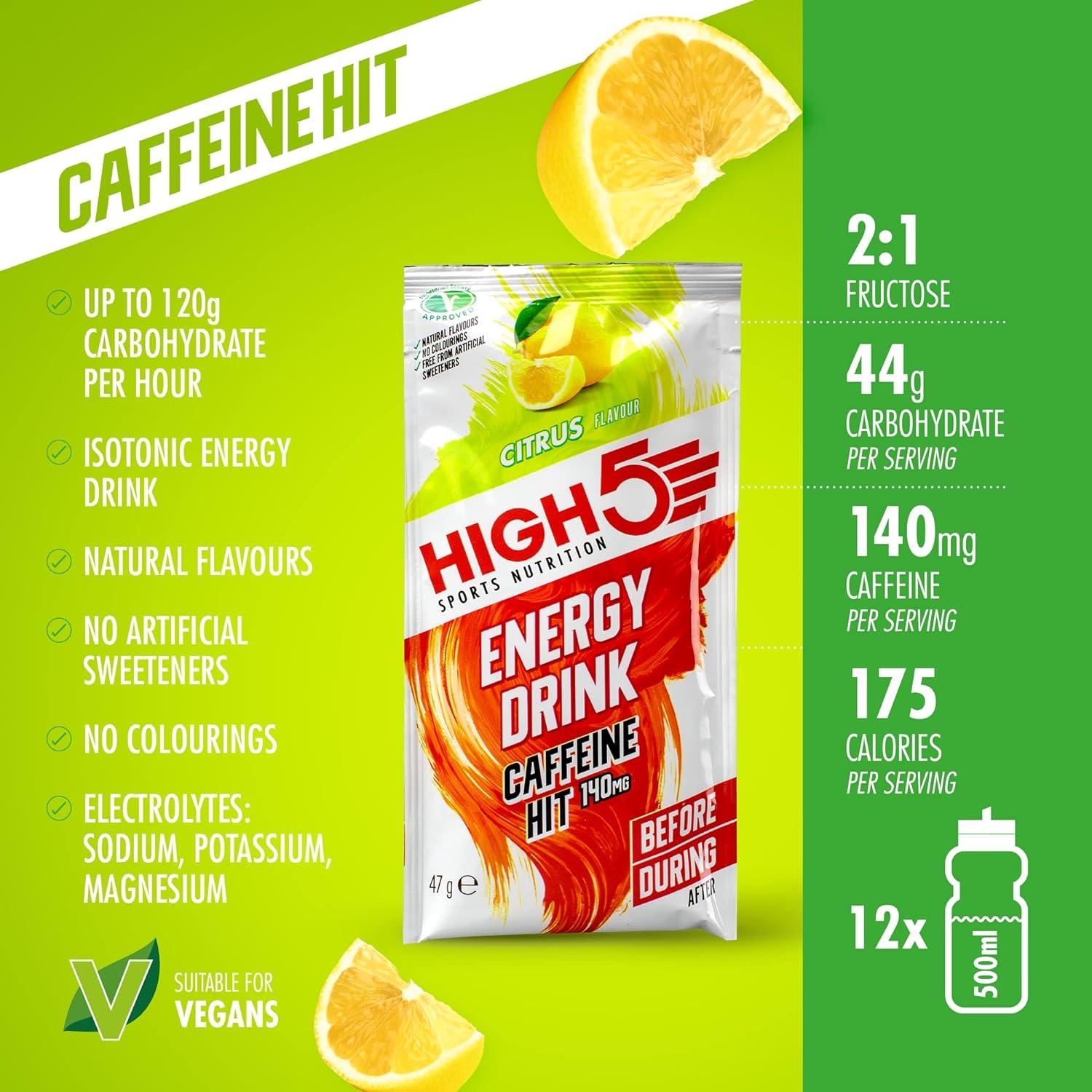 High5 Energy Hydration Drink Caffeine Hit Citrus 12 x 47g - Isotonic ...