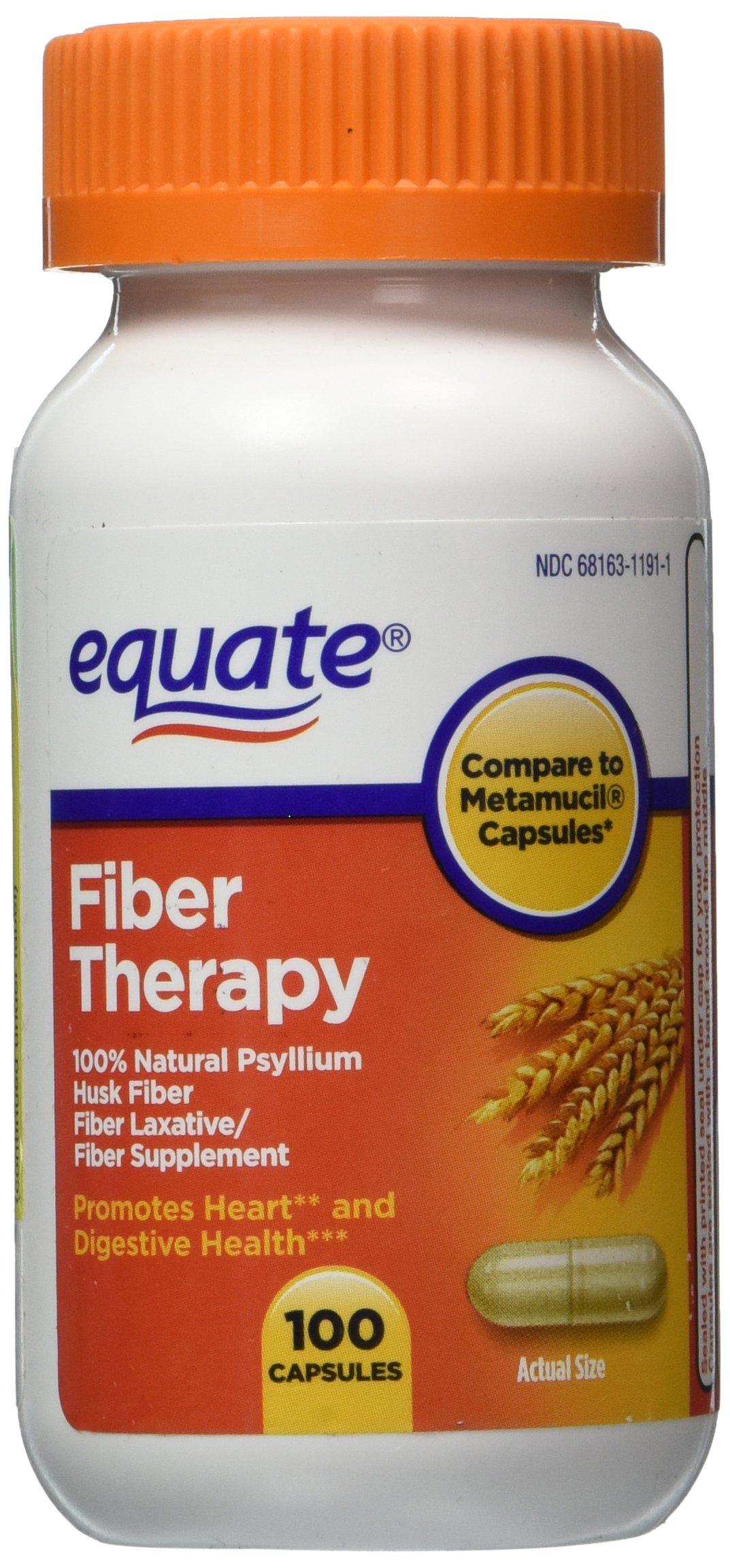 Equate Fiber Therapy 100 Capsules - Compare to Metamucil - For ...